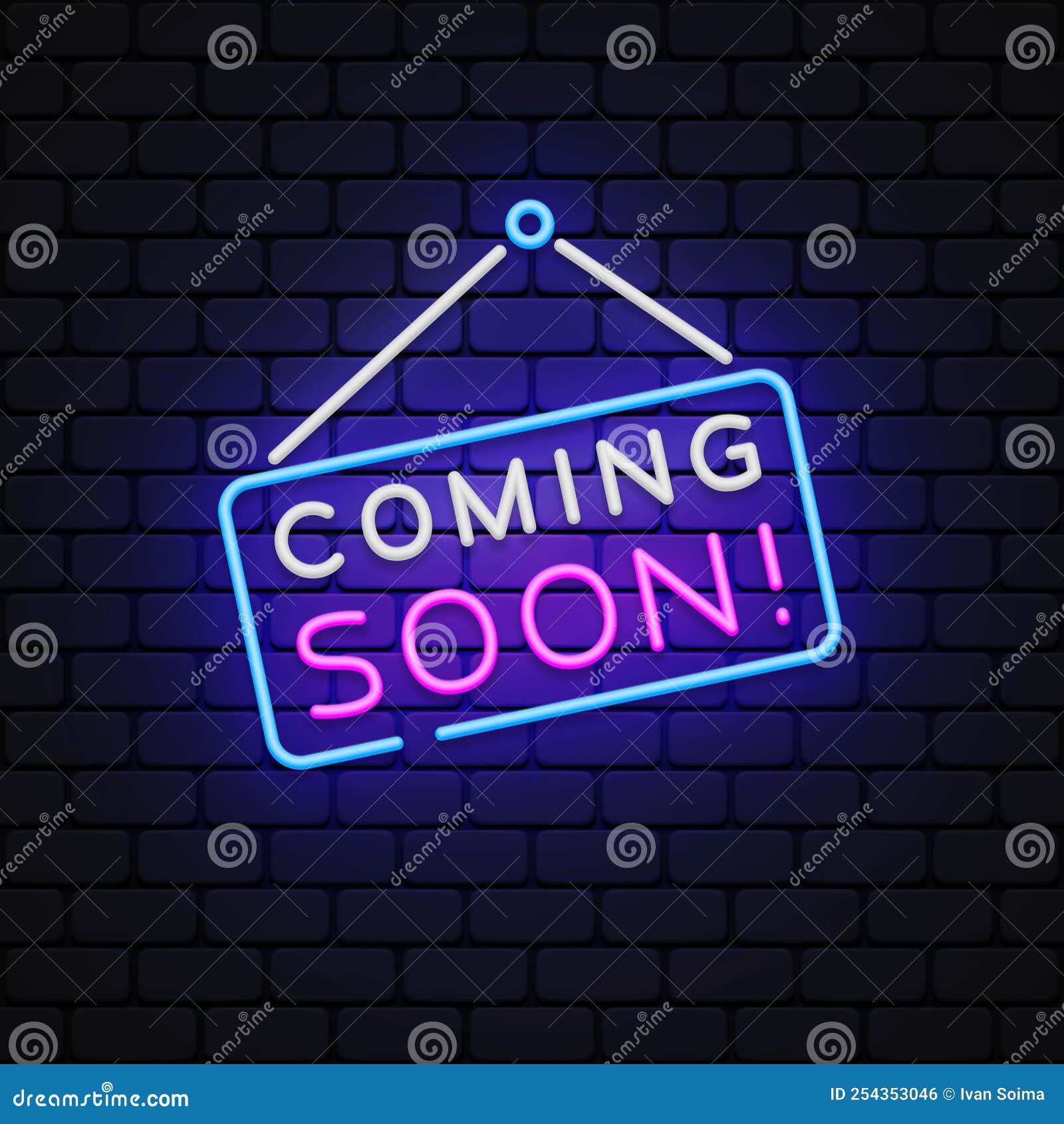 3d Neon Coming Soon for Web Promotion Design. Isolated Vector ...