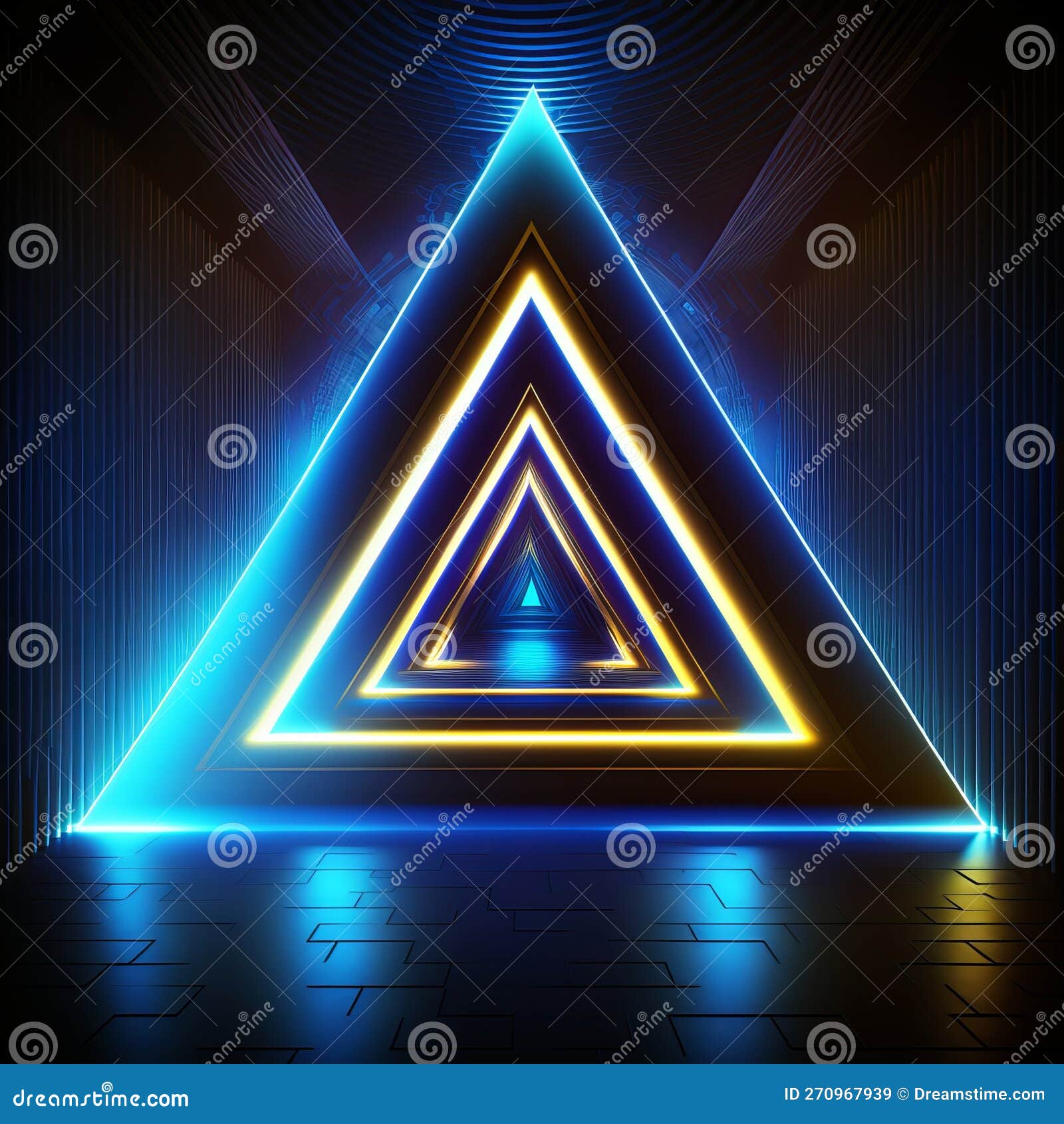 3d , Neon Light Triangle, Virtual Reality, Triangular Esoteric Portal ...