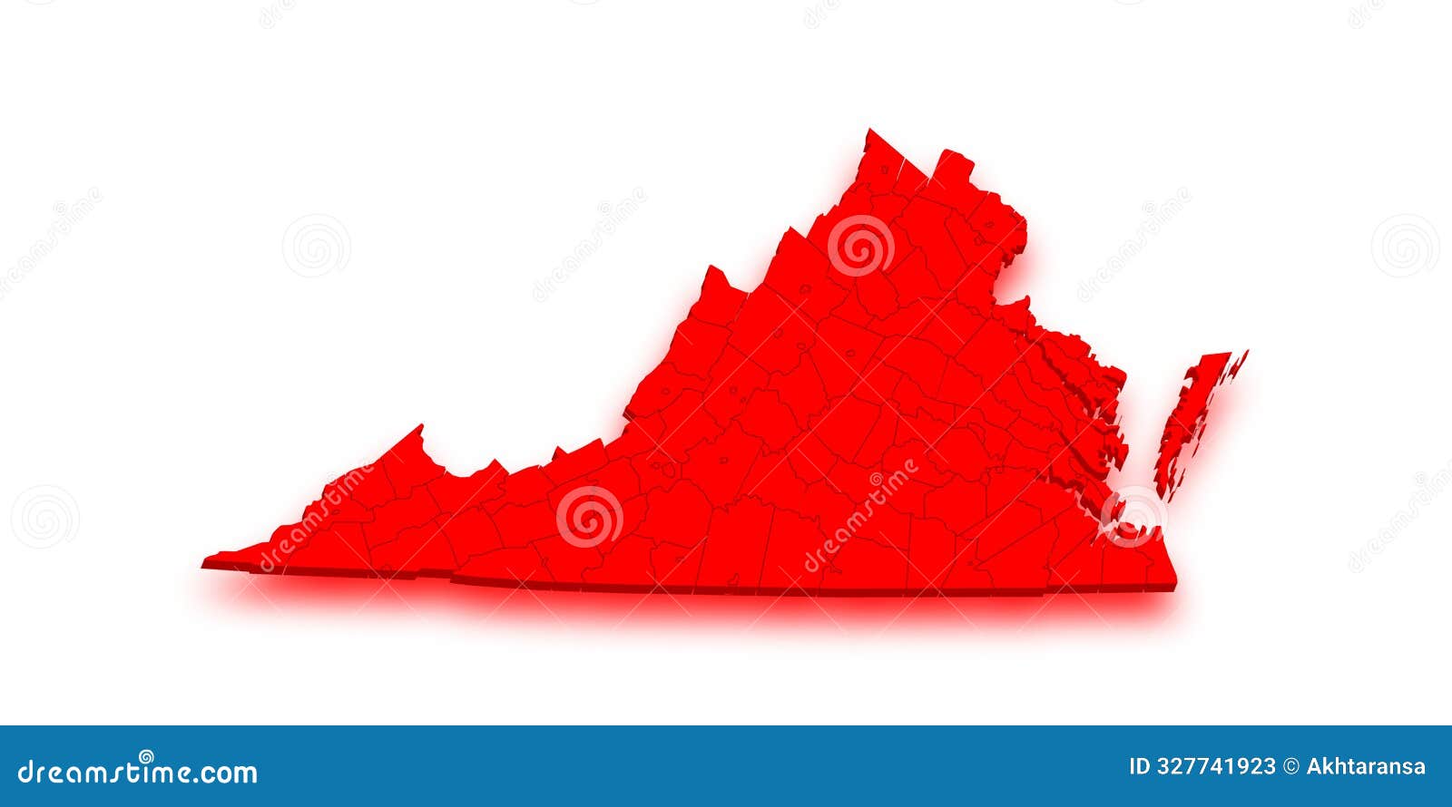 3D Neon Map of Virginia with County Stock Illustration - Illustration ...