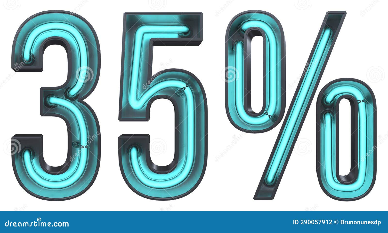A 3D Neon 35 Number Isolated on a White Background Stock Illustration ...