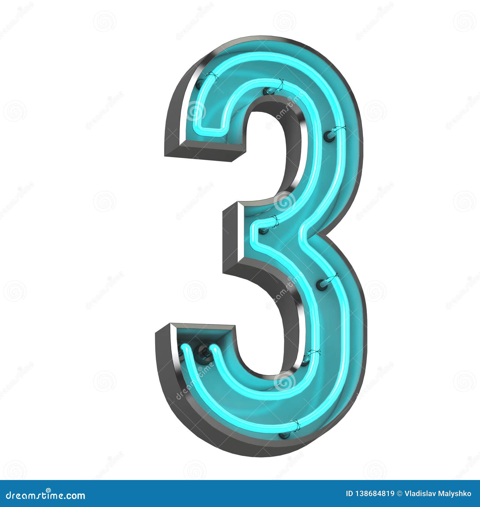3d neon number three stock illustration. Illustration of bright - 138684819