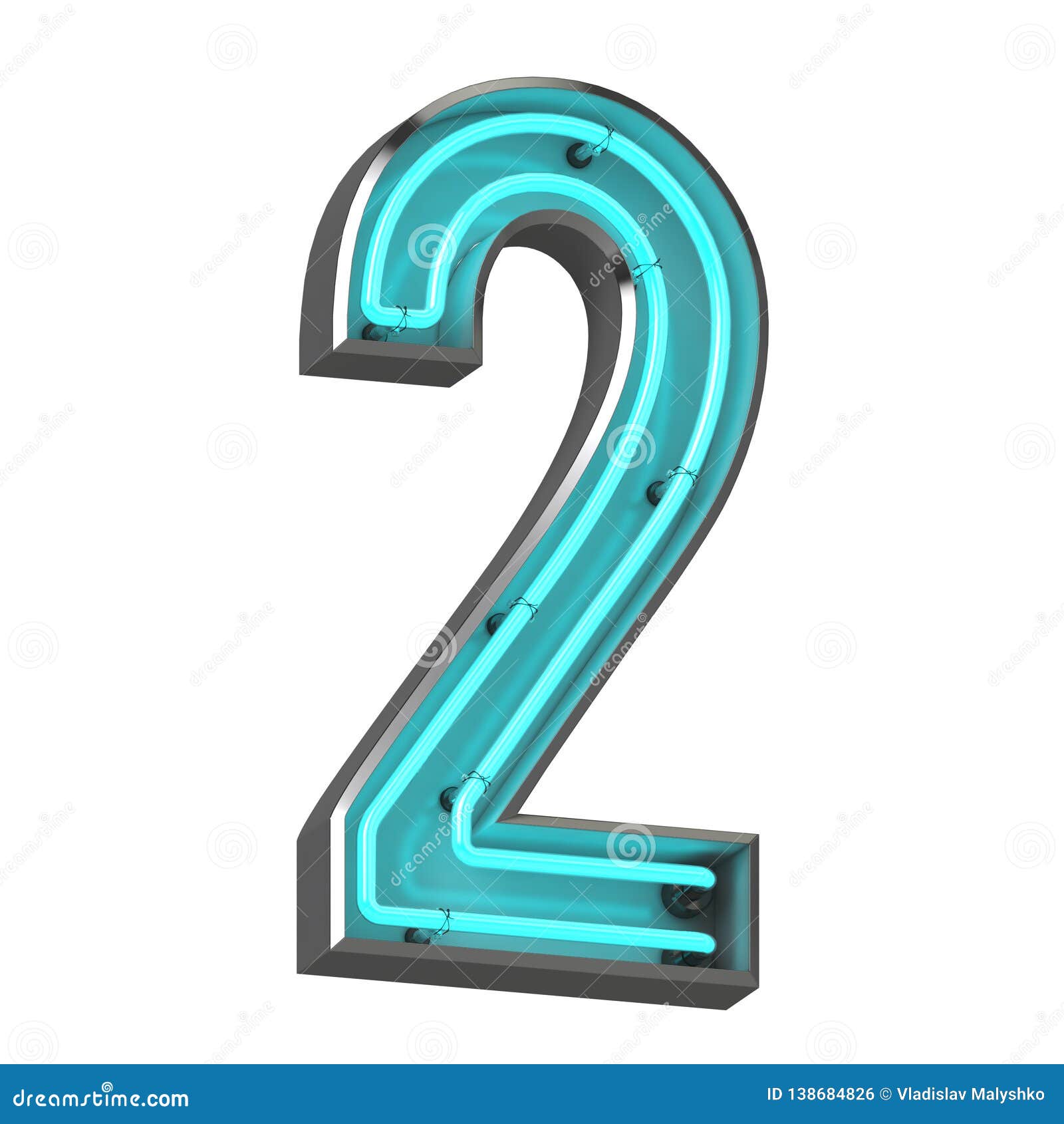 3d neon number two stock illustration. Illustration of number - 138684826