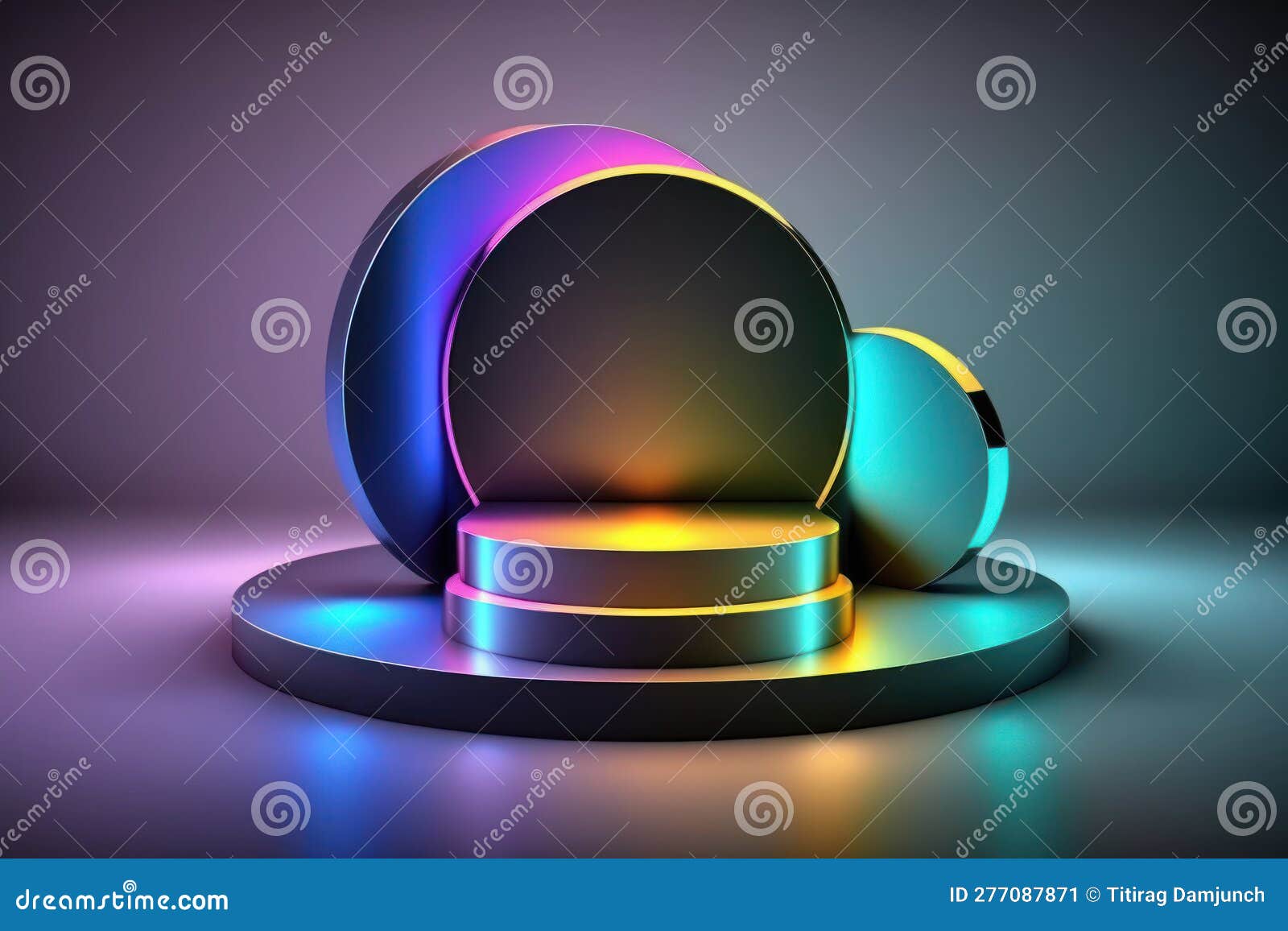 3d Neon Podium Background. Copy Space Product Presentation. Generative ...