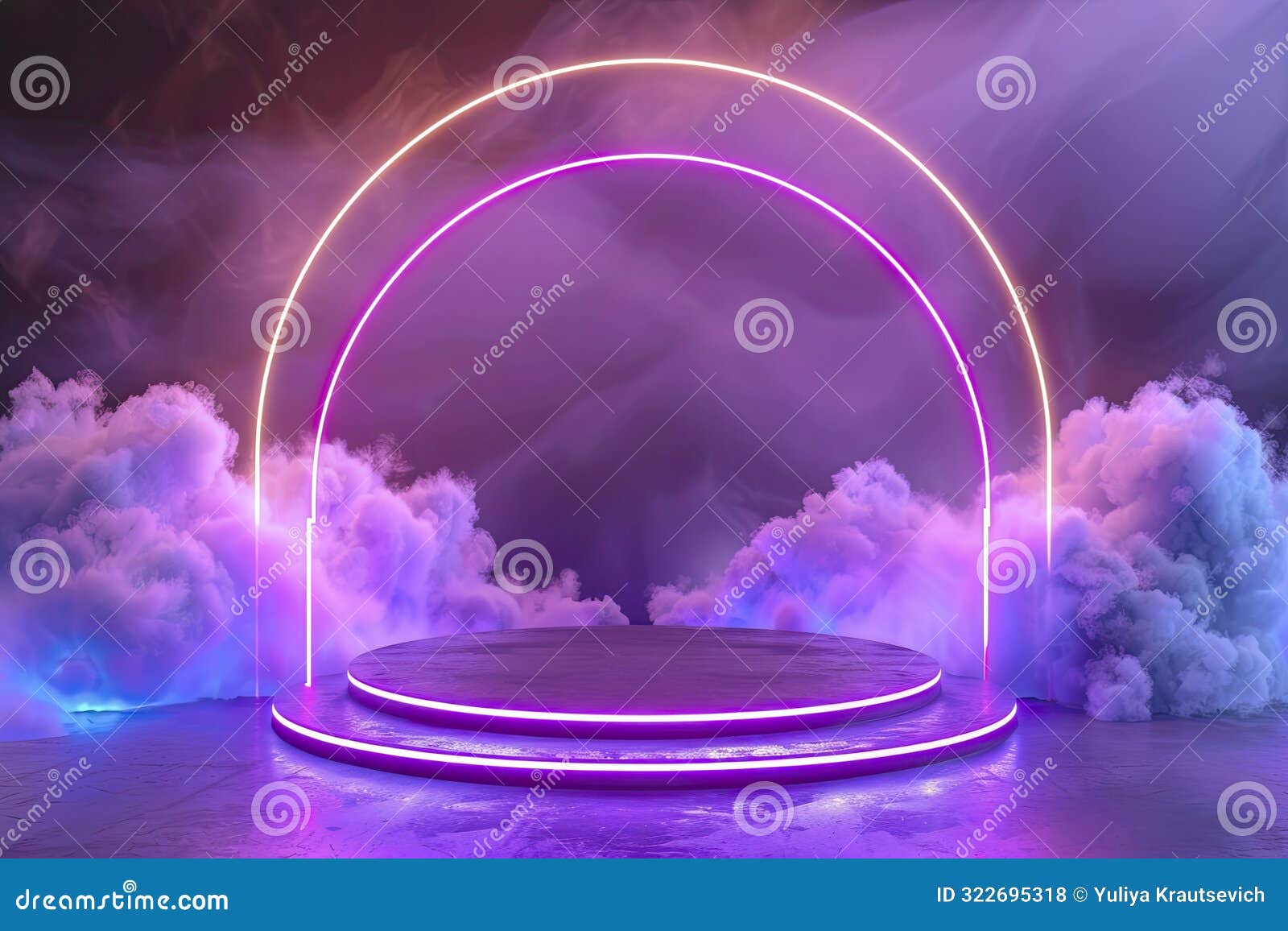 3d Neon Round Podium for Product Presentation. Generated AI Stock ...