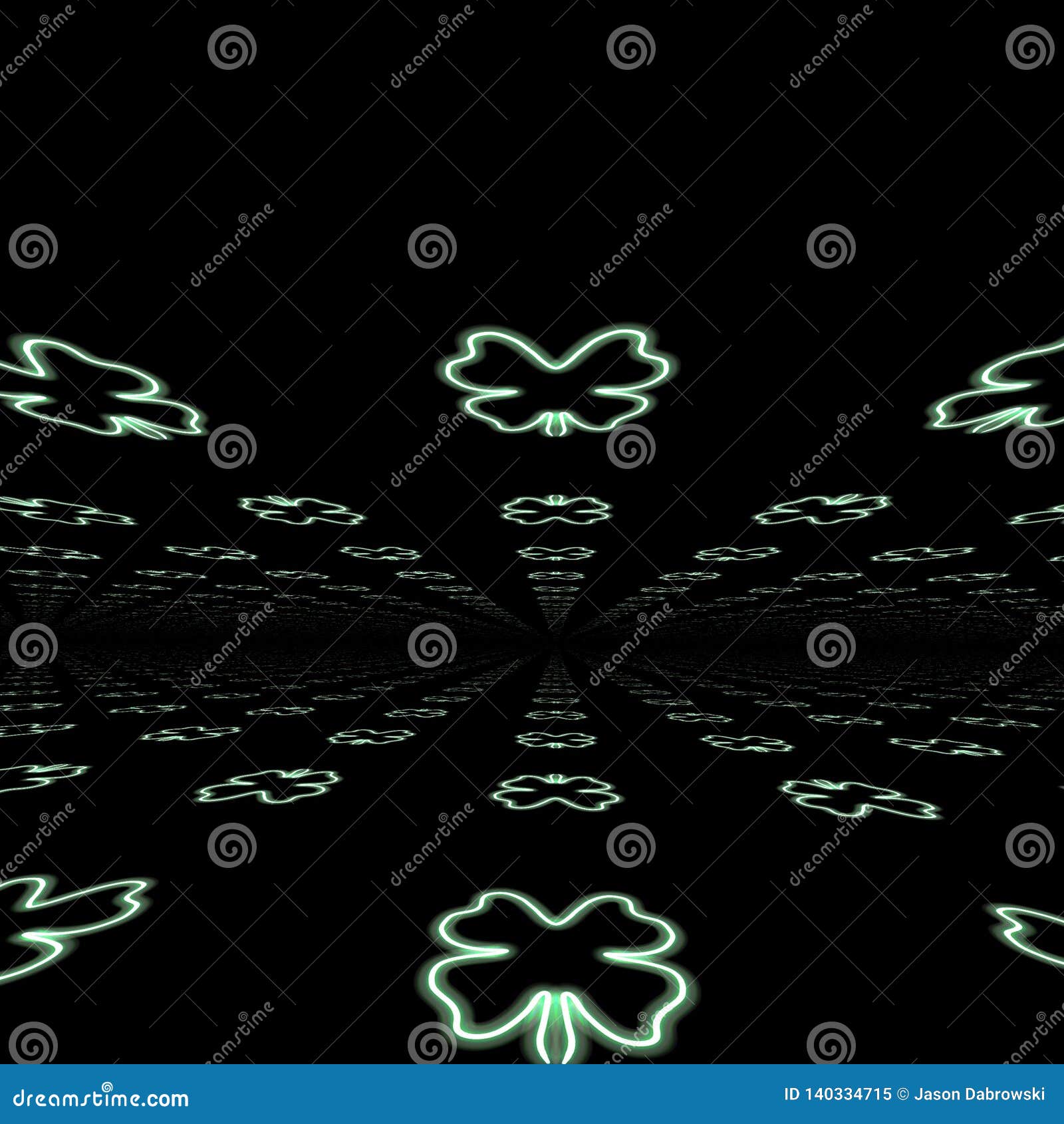 3D neon shamrock stock illustration. Illustration of spring - 140334715