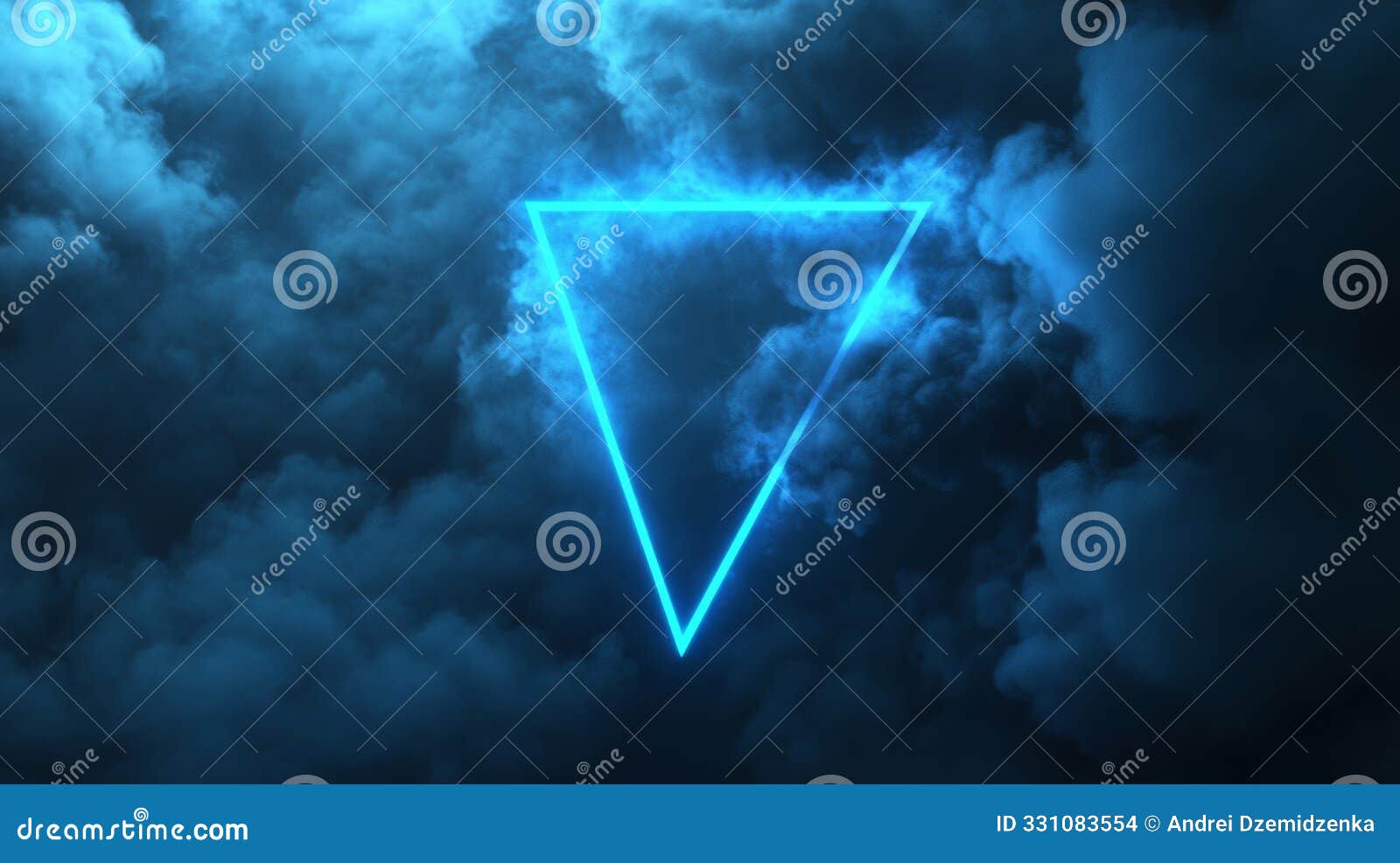 In 3D, Neon Triangle and Stormy Cloud on a Futuristic Background ...