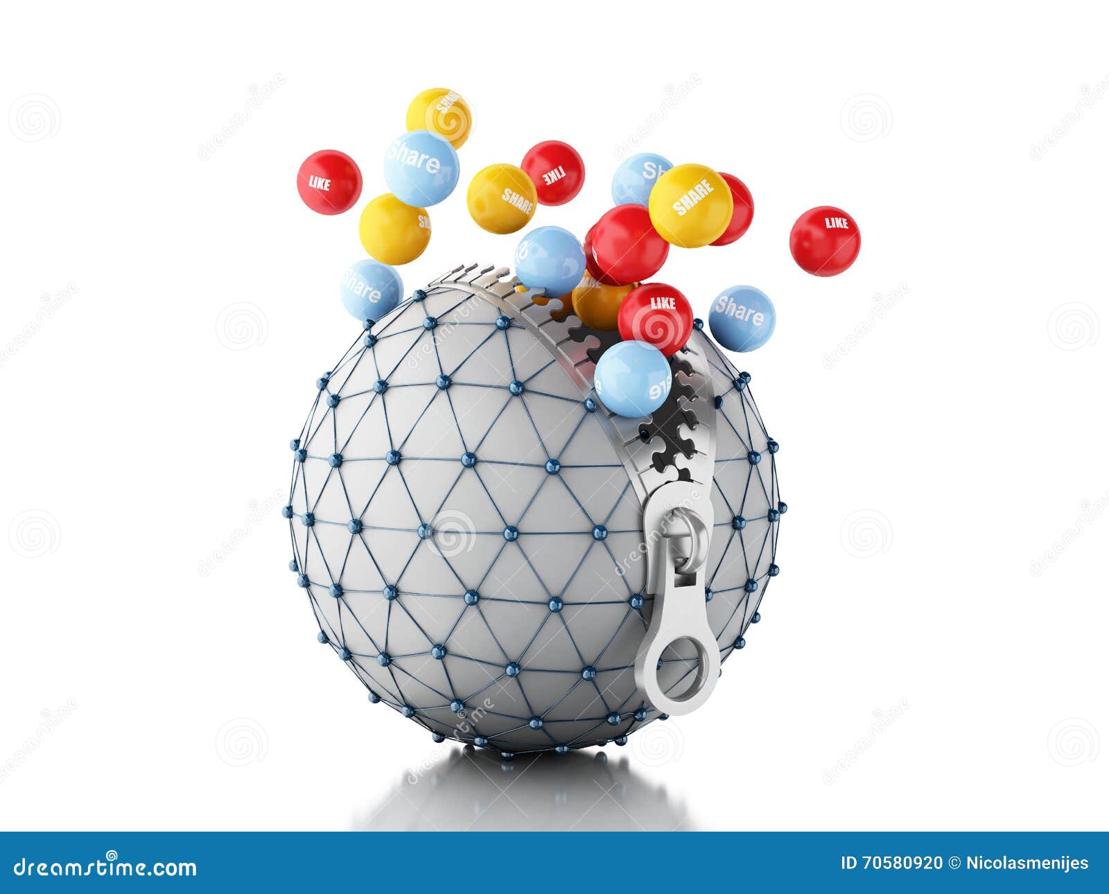 3d Network Globe with Zipper. Network Communications Concept. Stock ...