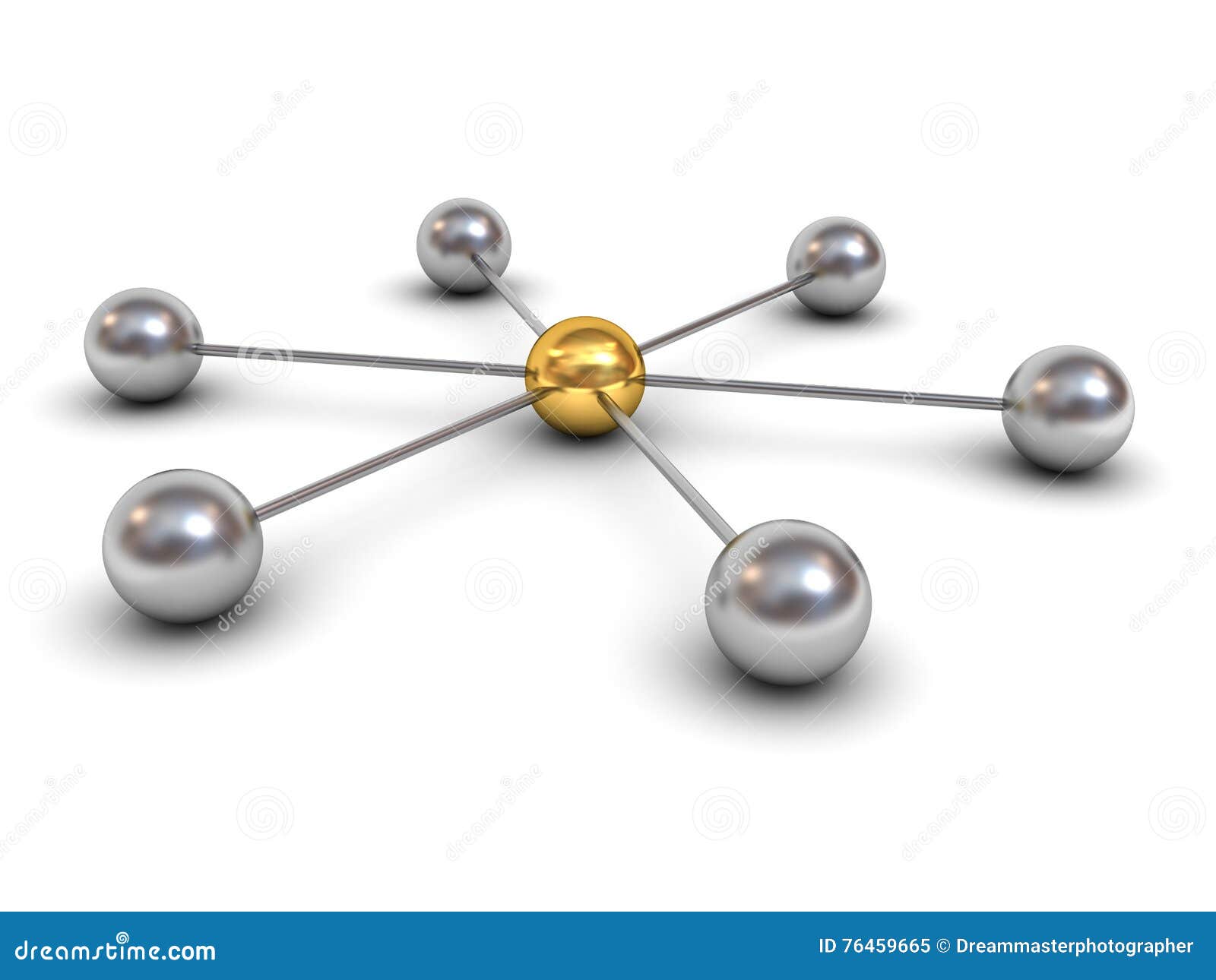 3d Network Structure Concept with Gold Sphere in the Center Stock ...