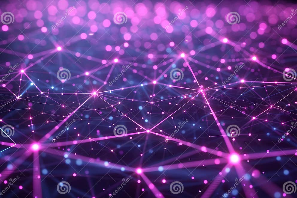 3D Network Structure Dense Grid of Points and Connecting Lines Data ...