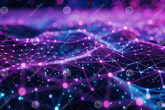3D Network Structure Dense Grid of Points and Connecting Lines Data ...