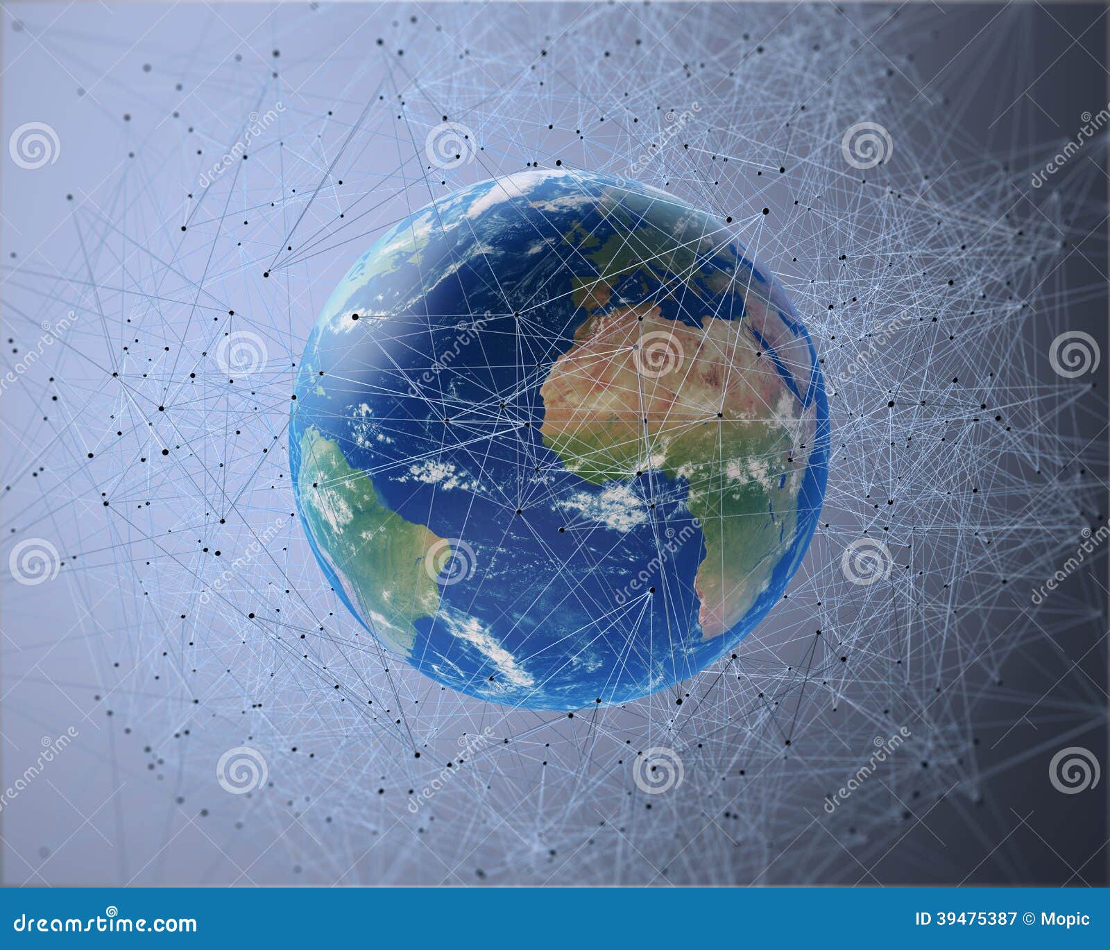 3D Network Surrounding Earth Stock Illustration - Illustration of globe ...