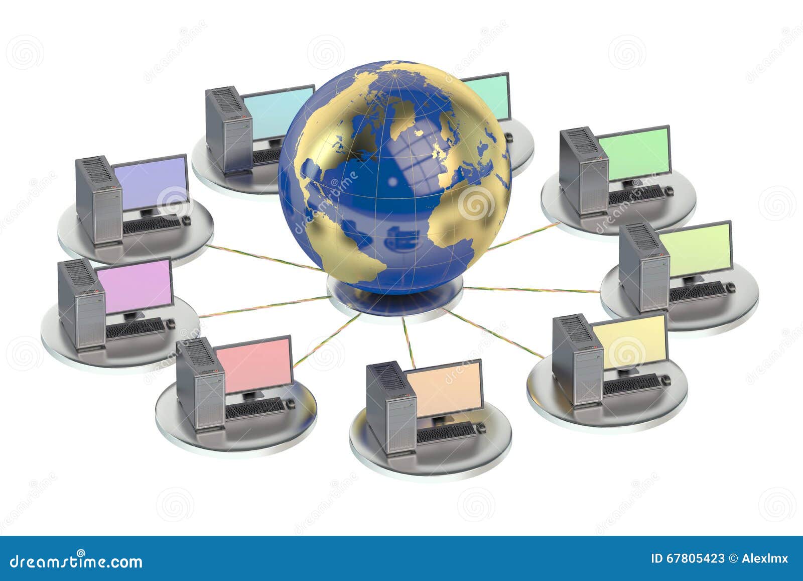 3D Networking Computing Concept with Globe Stock Illustration ...
