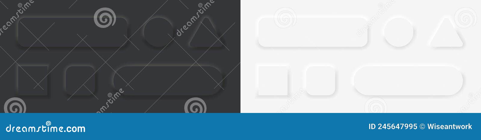 Neumorph Button. 3d Circle, Square, Triangle Neumorph Button With ...