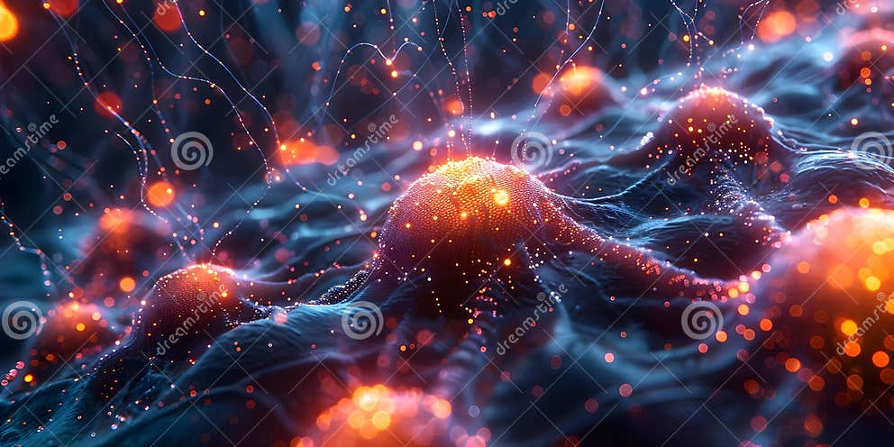 D Neural Network Concept with Bokeh Effect on Colorful Background ...