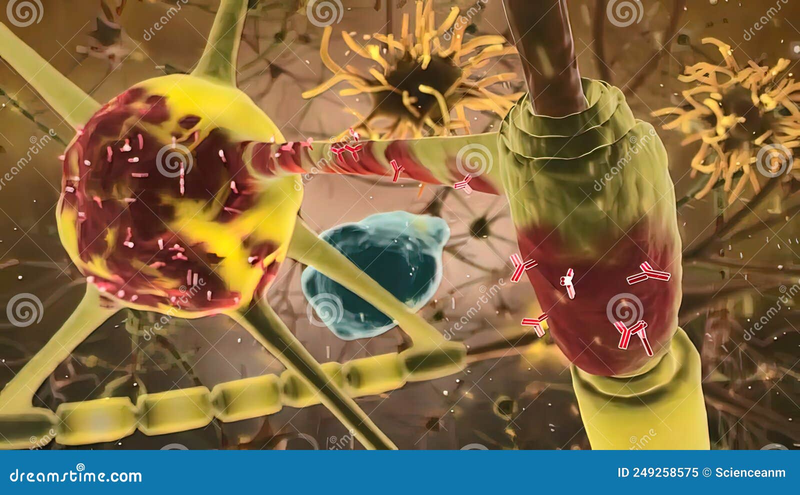 3D of Neural Network and Neurons Firing Stock Illustration ...
