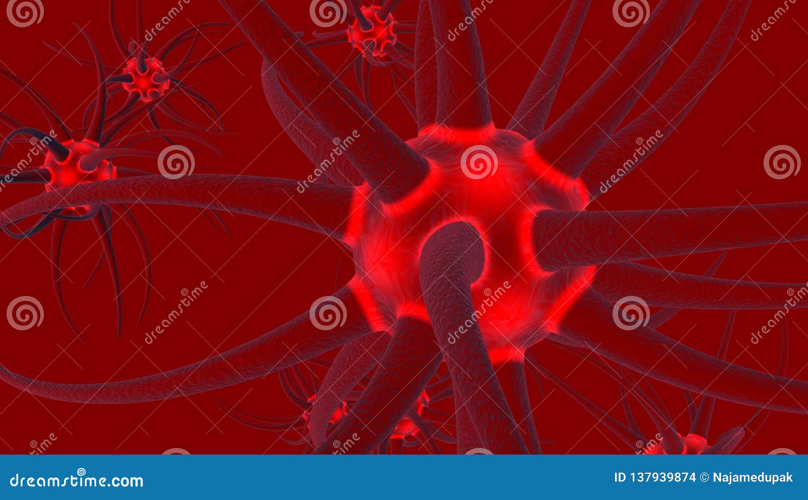 3D Neuron Cells Network Structure Background. 3D Rendering Stock ...