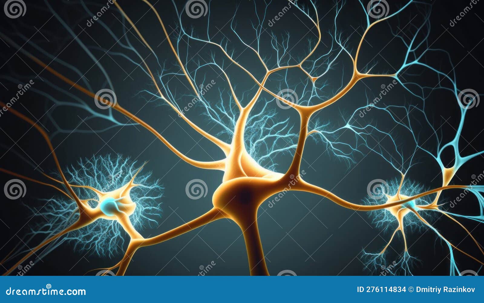 3d Neurons for Medical Design Illustration. Generative AI Stock ...
