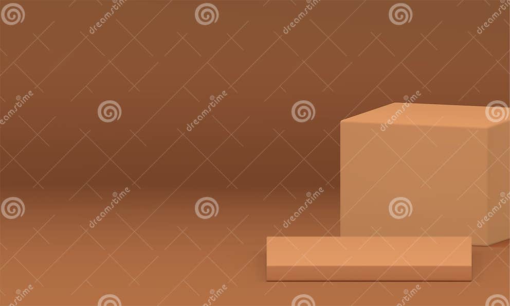3d Neutral Squared Podium with Cube Platform for Presentation Realistic ...