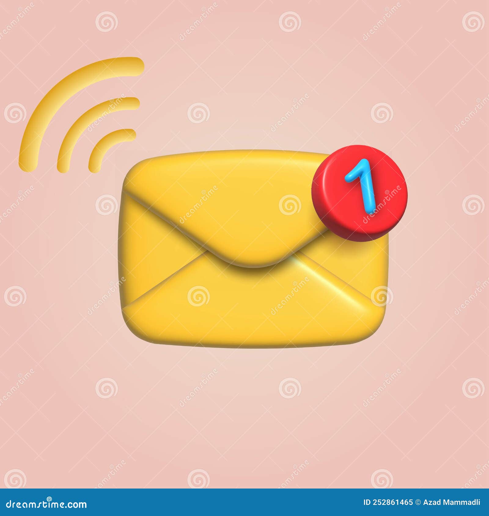 3d New Email Notification Icon. Unread Mail Logo Stock Vector ...