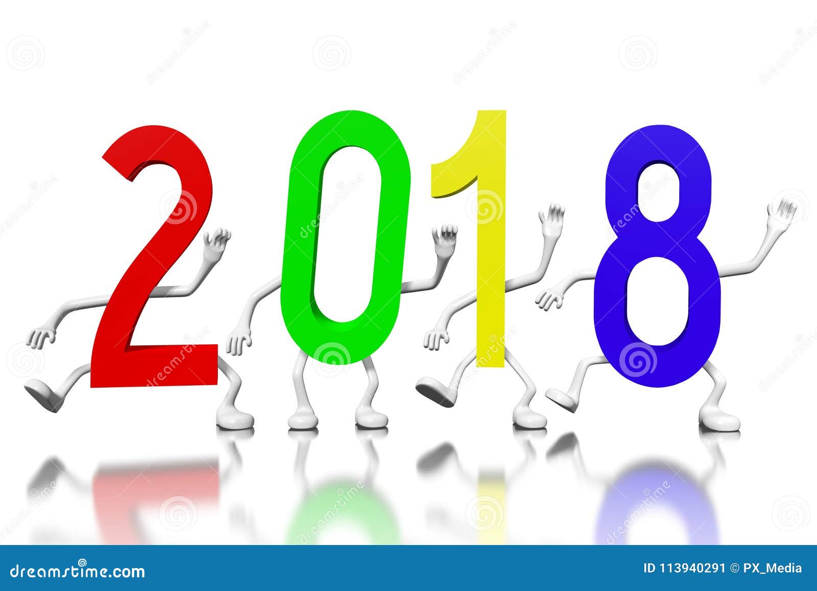 3D 2018 New Year Illustration Stock Illustration - Illustration of ...