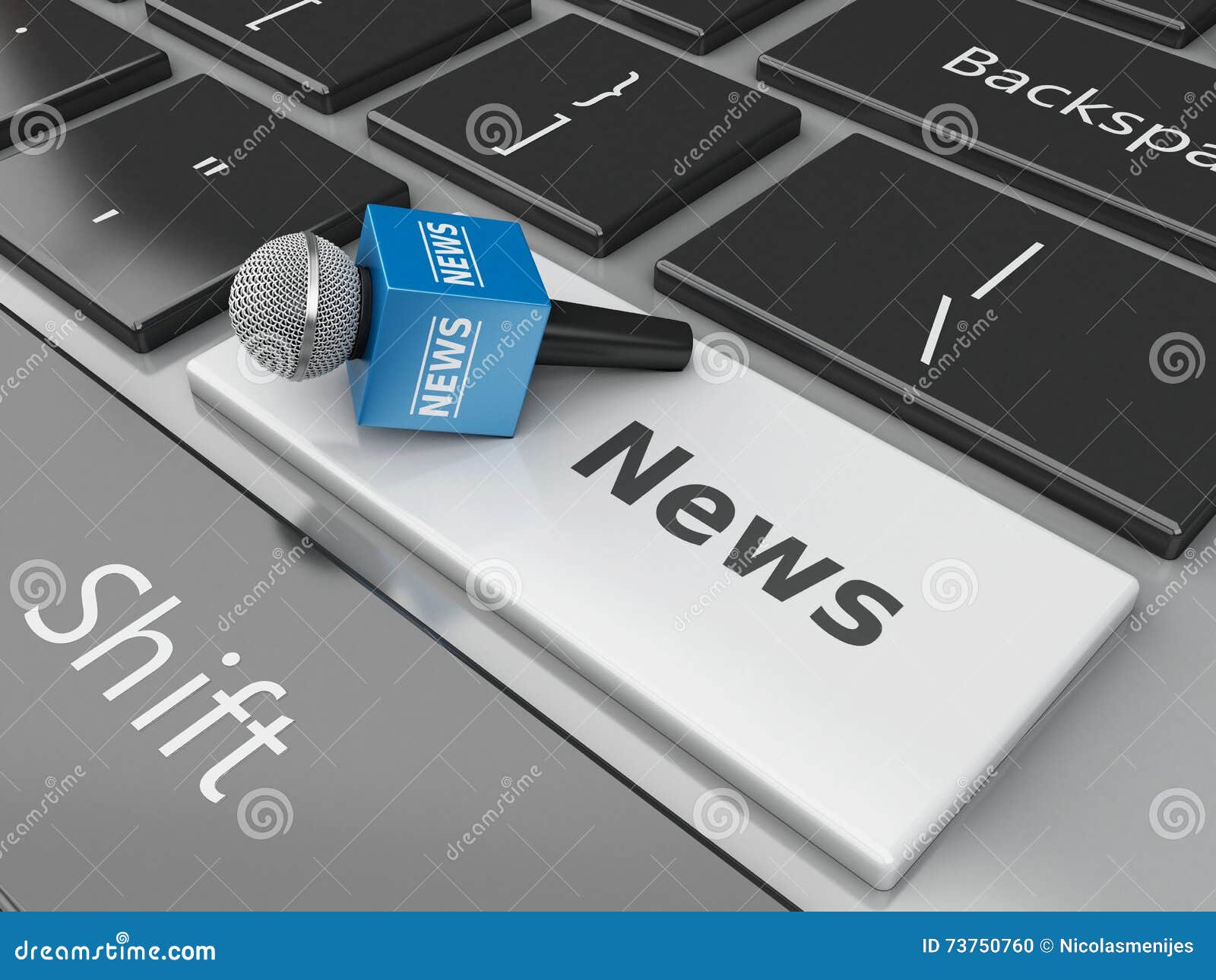 3d News Microphone and Computer Keyboard with Word News. Stock ...