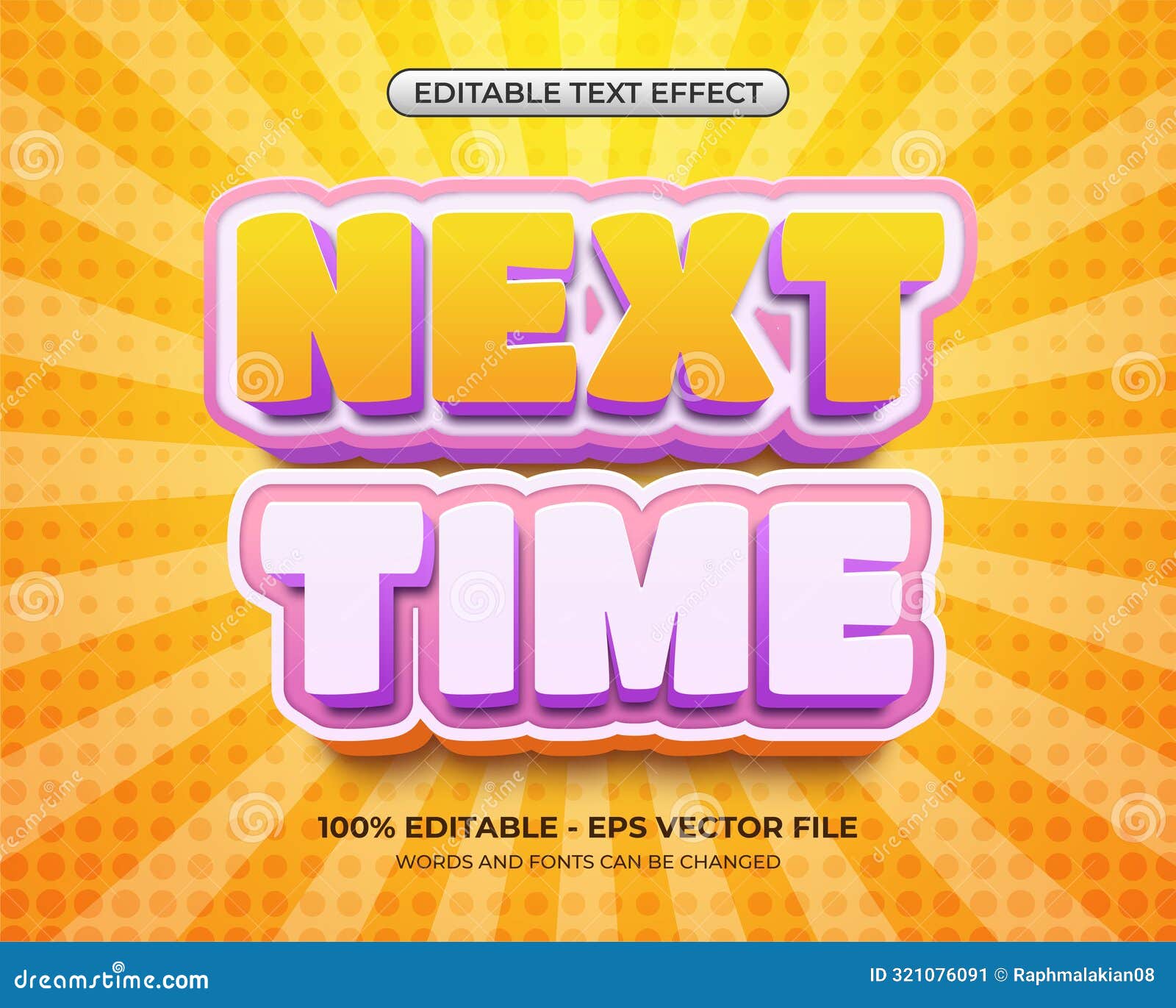 3D Next Time Text Effect. Editable Kids Comic Cartoon Text Effect with ...