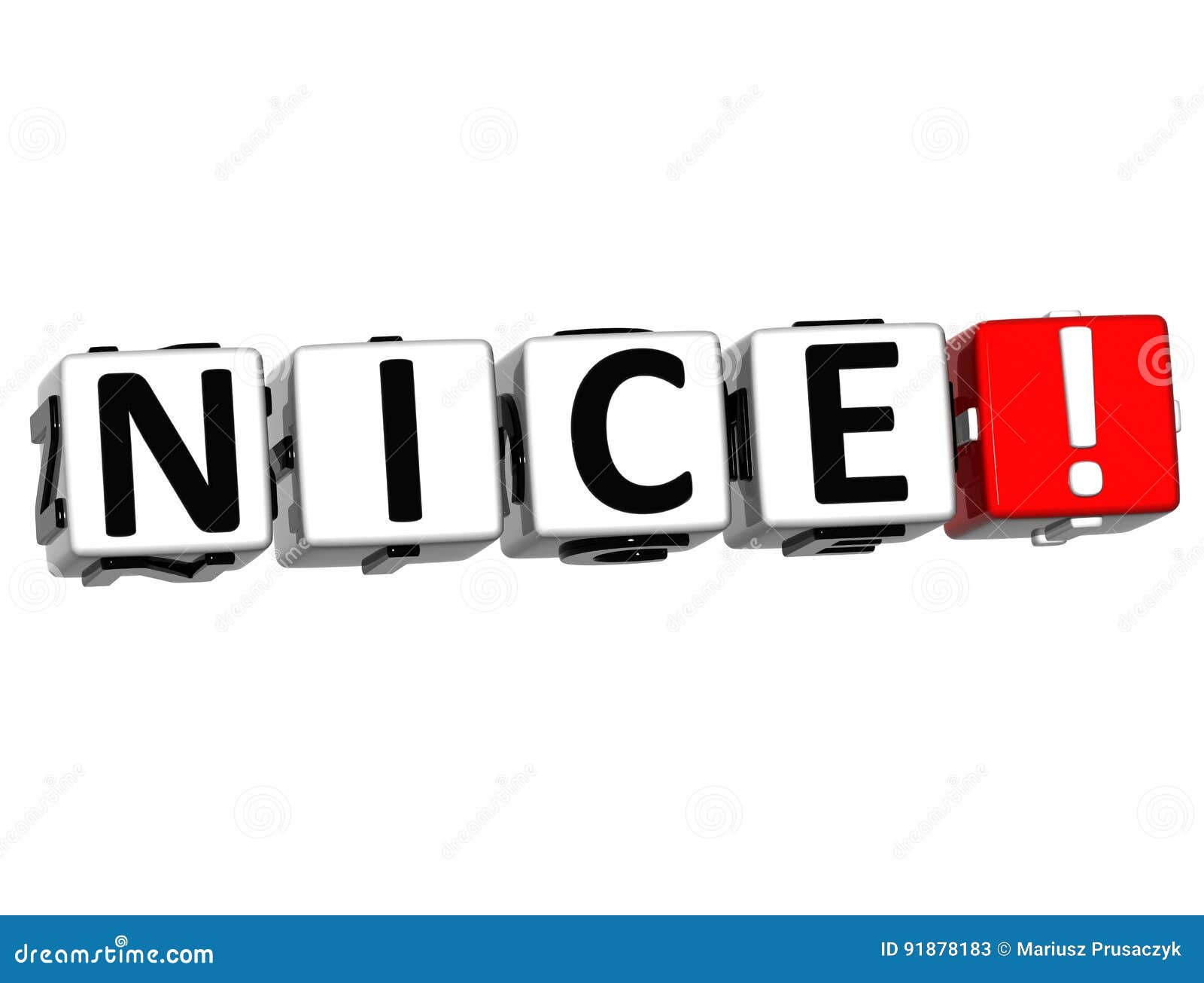 3D Nice Block Text on White Stock Illustration - Illustration of block ...