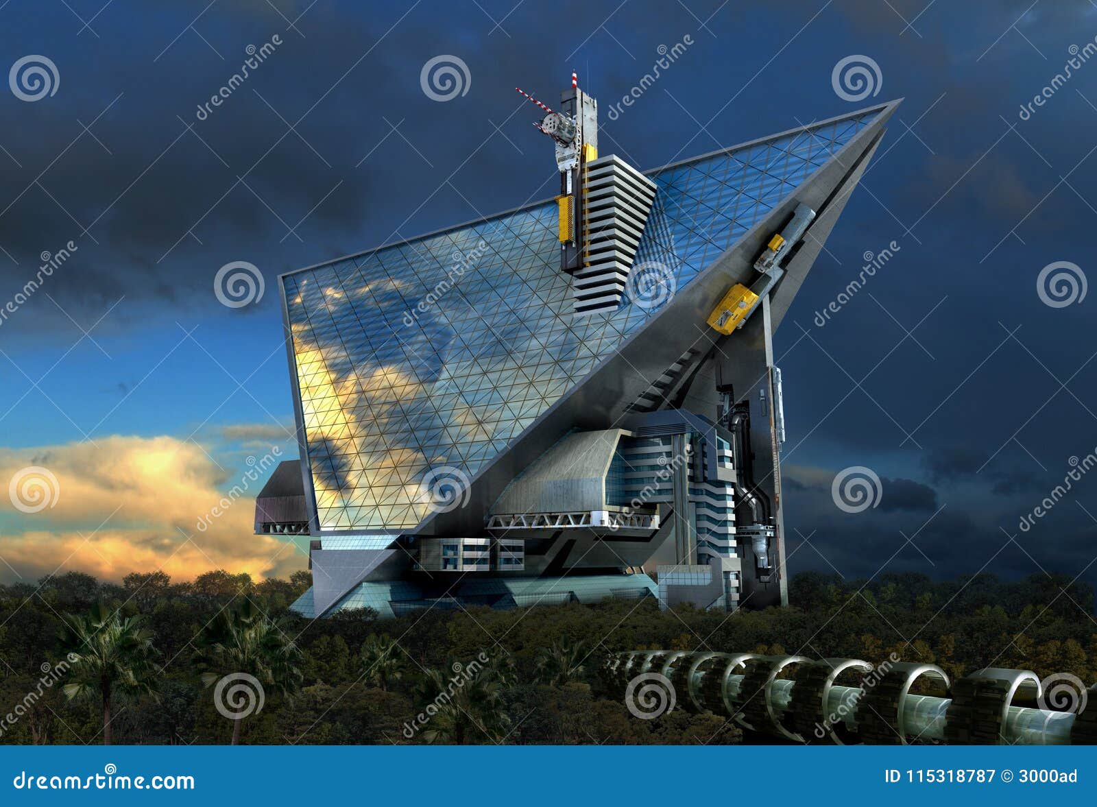 3D Futuristic Technologist Architecture Stock Illustration ...