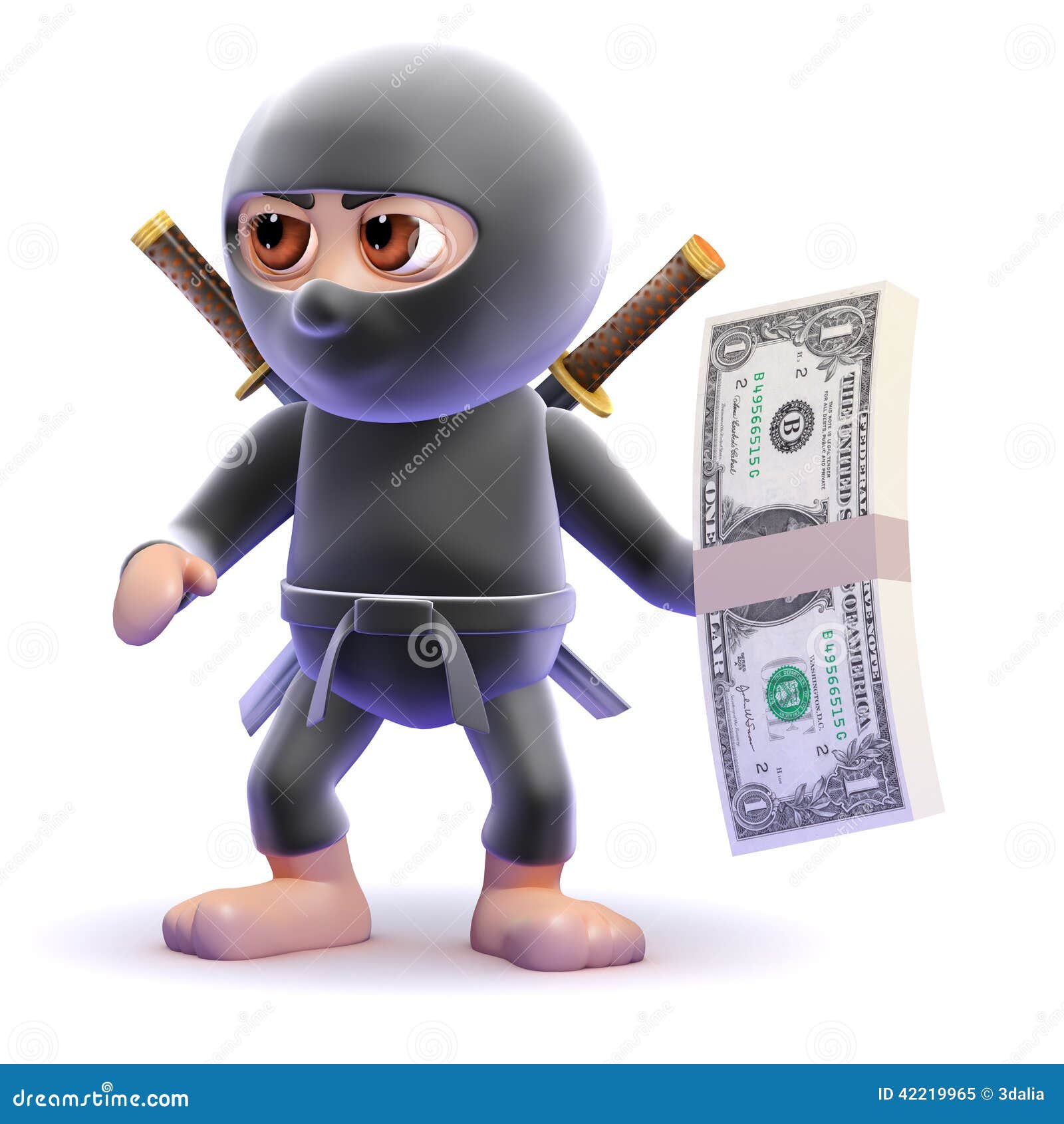 Ninja Assassin Character In A Full Black Costume Standing In A Combat ...