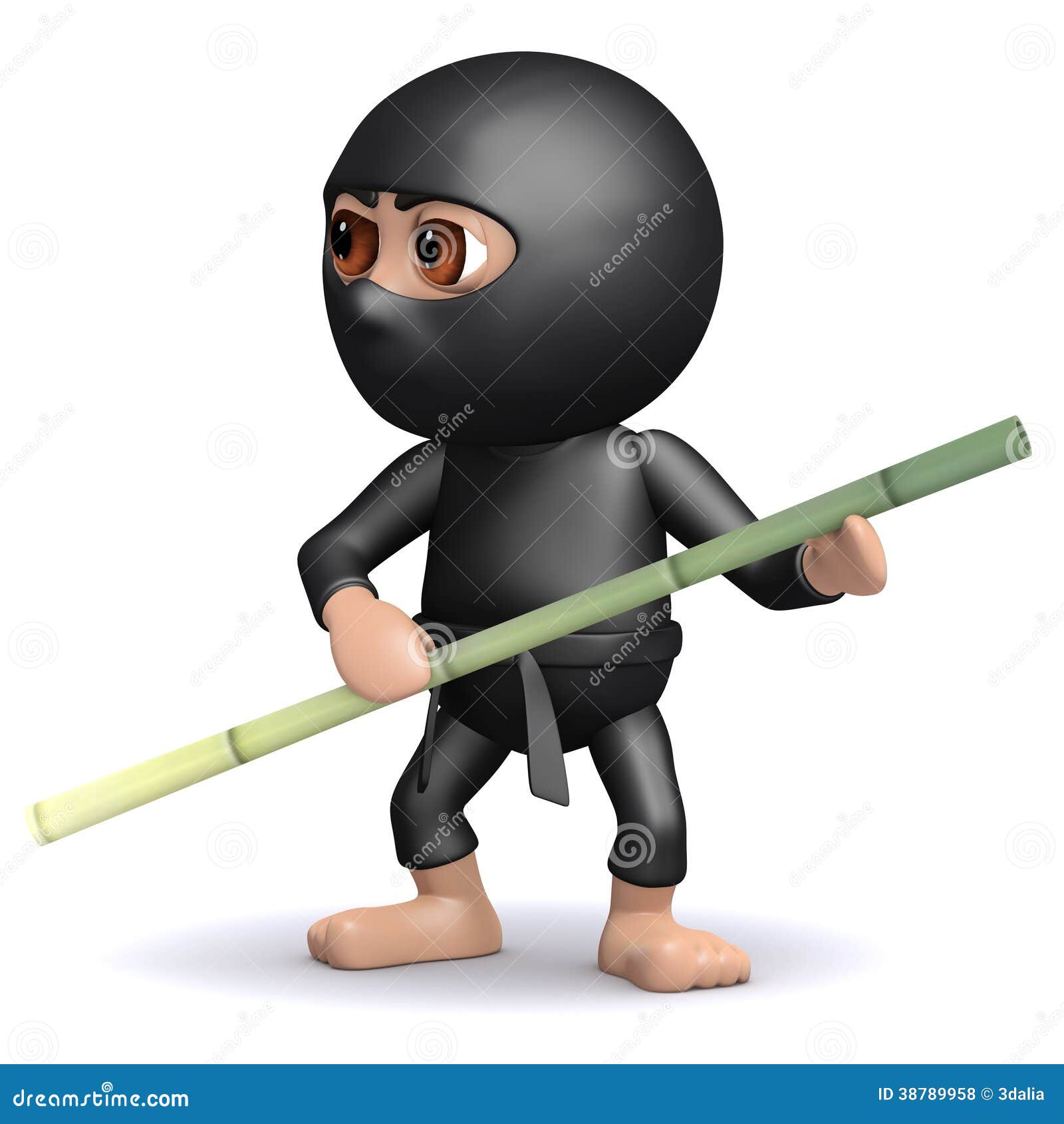 3d Ninja has bamboo pole stock vector. Illustration of character - 38789958