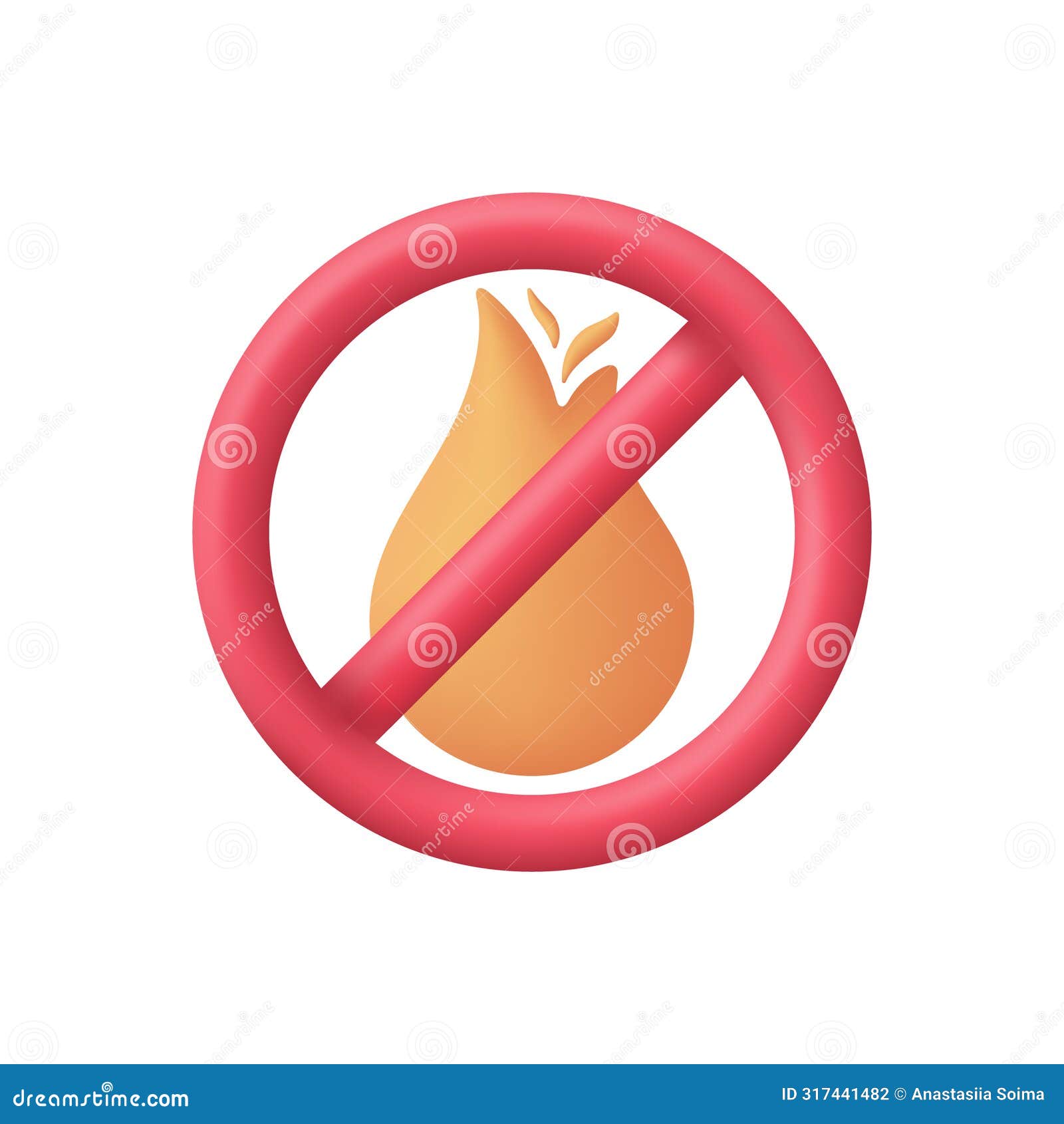 3D No Open Flame Sign. Fire Prohibition Sign Stock Illustration ...