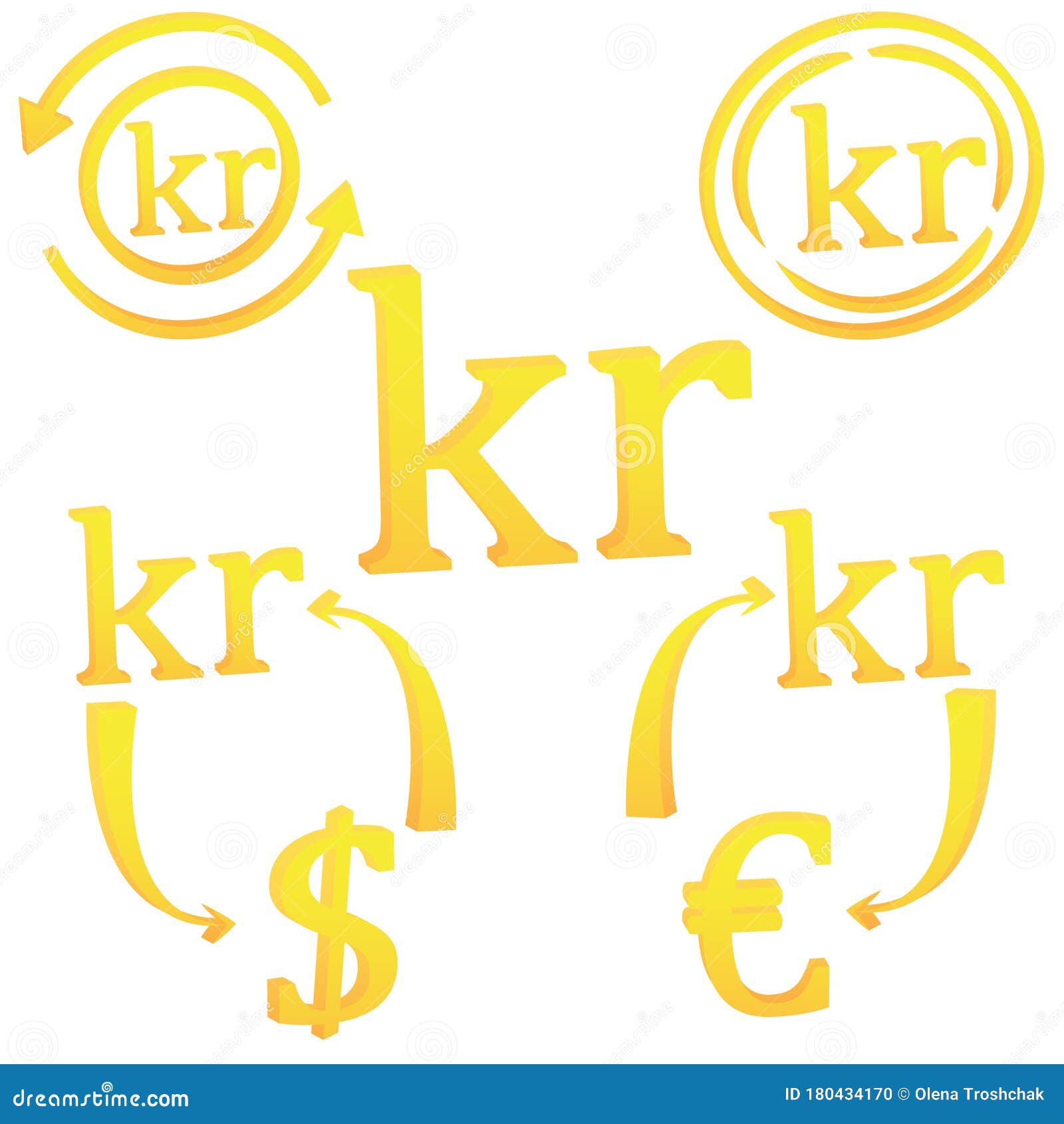 3D Norwegian Krone Currency Symbol Icon Vector Illustration ...
