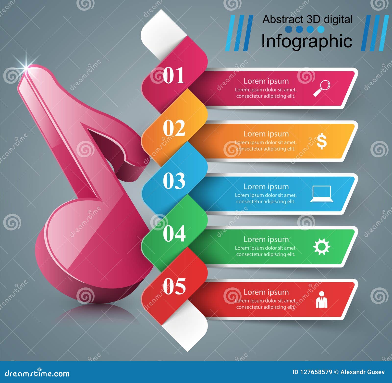 3D Note Icon. Music Infographic Stock Vector - Illustration of ...