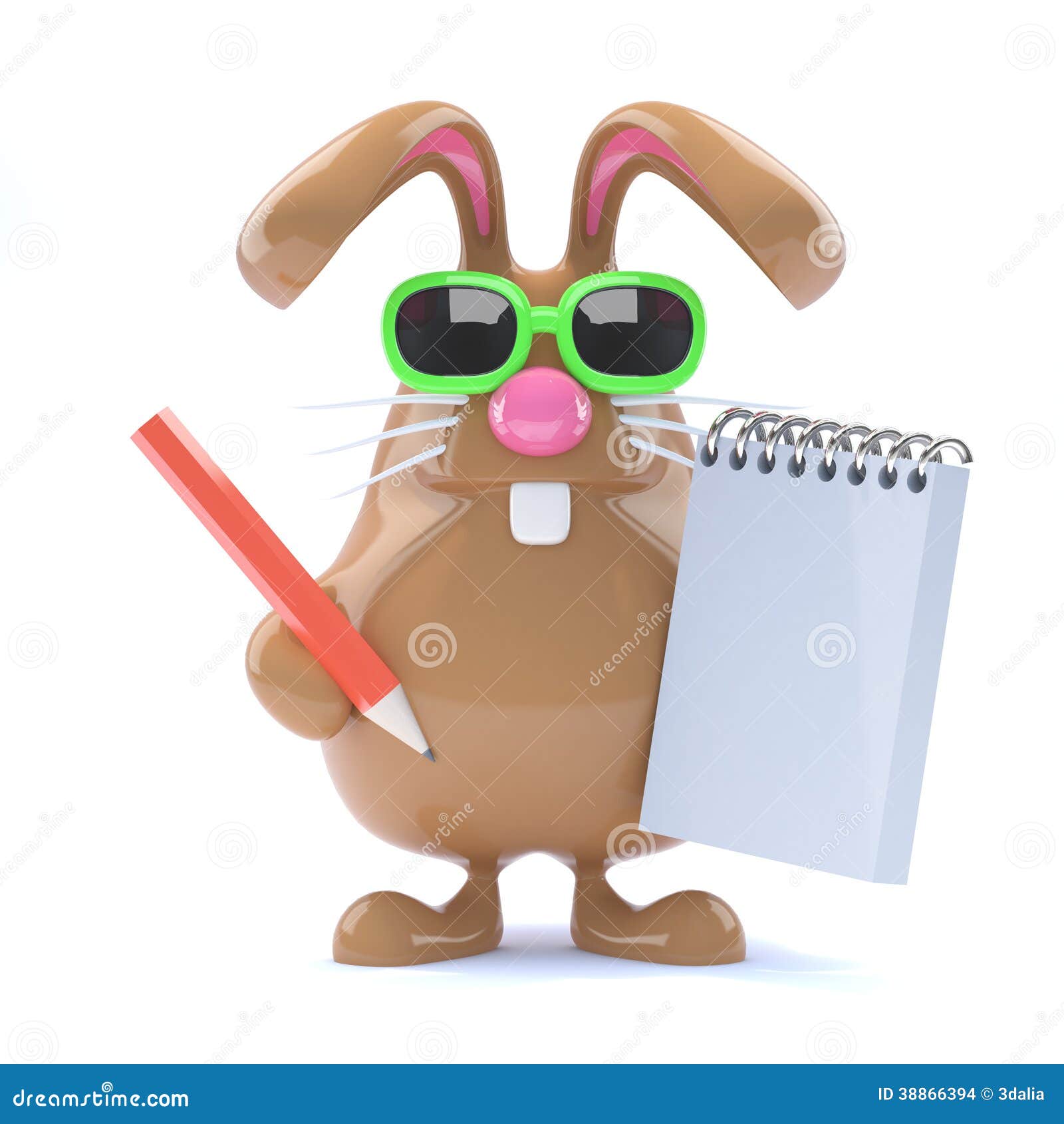 3d Note taking bunny stock illustration. Illustration of toys - 38866394