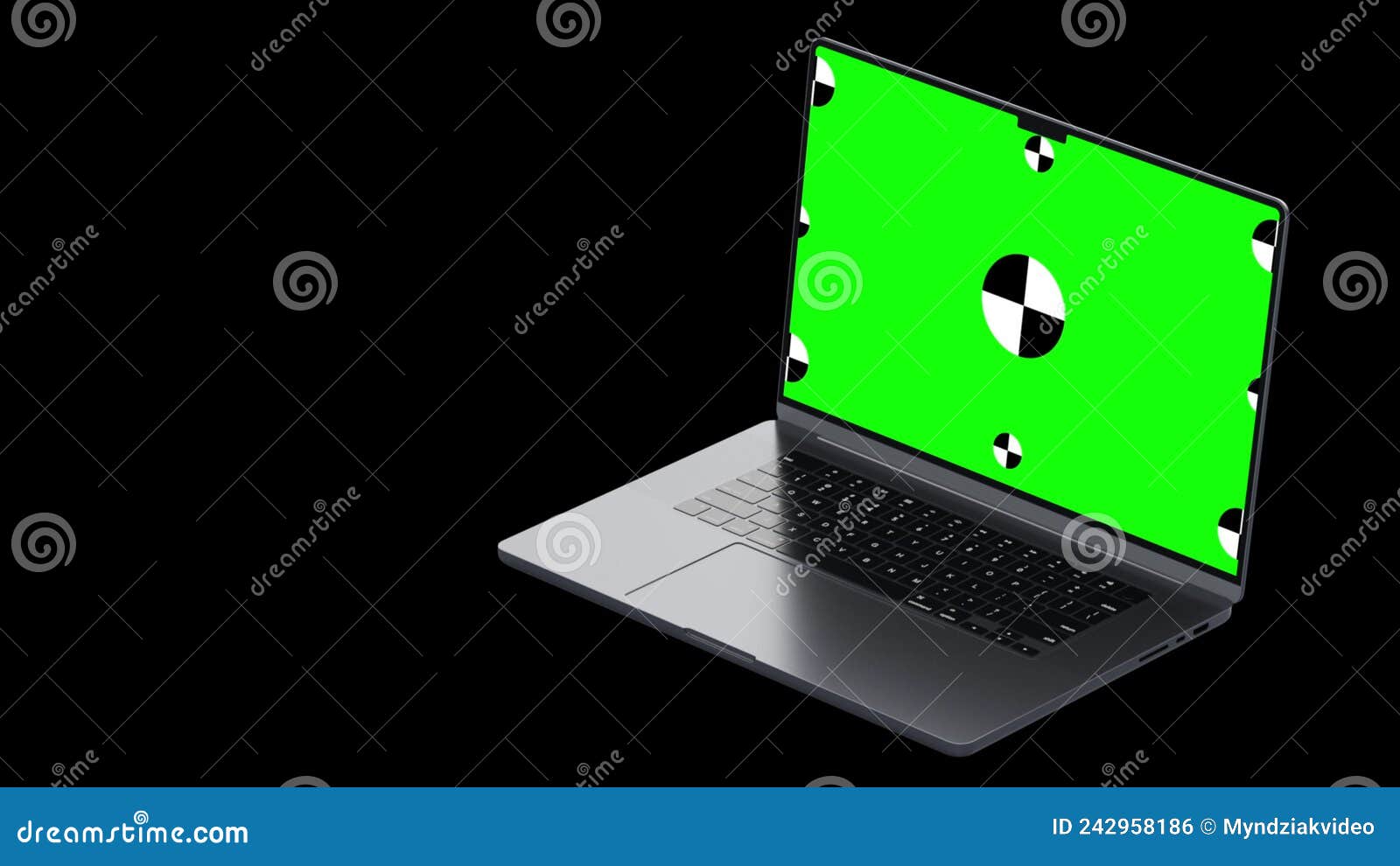 3D Notebook Laptop Computer Working Green Screen Display Isolated on ...