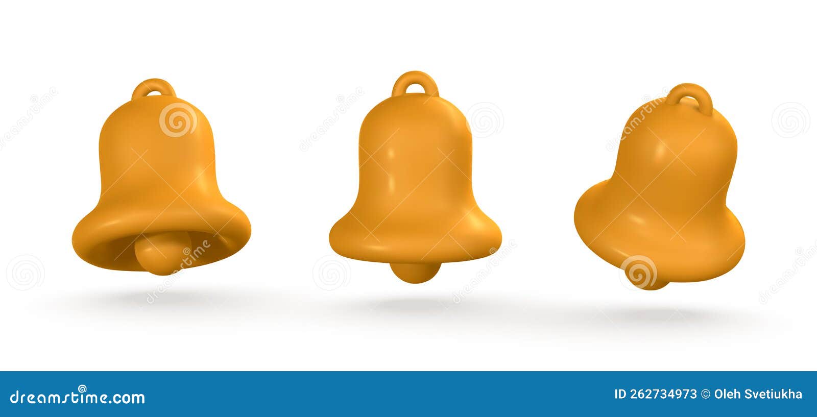 3d Notification Bell. Cute Realistic Yellow Ringing Bell Stock Vector ...