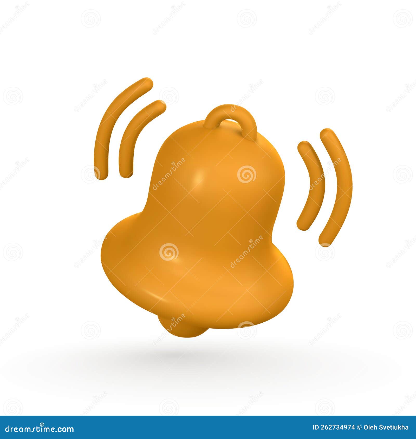 3d Notification Bell. Cute Realistic Yellow Ringing Bell Stock Vector ...