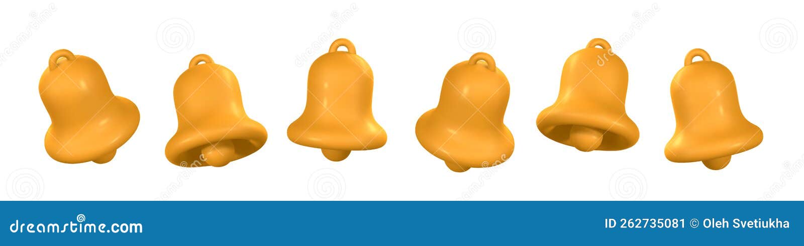 3d Notification Bell. Cute Realistic Yellow Ringing Bell Stock Vector ...