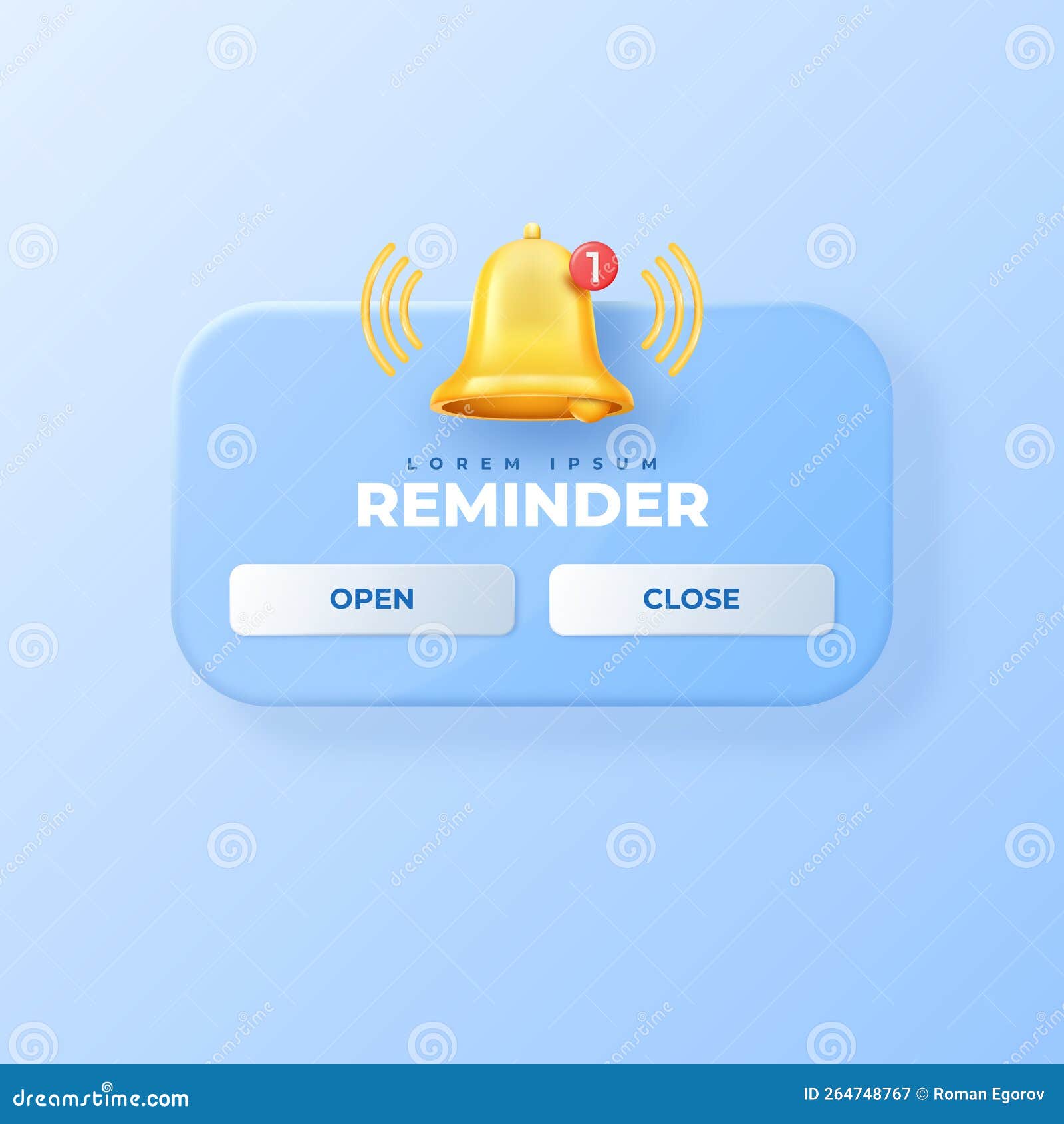 3D Notification Icon. Notice Alert. Mobile Message. Calendar Banner ...