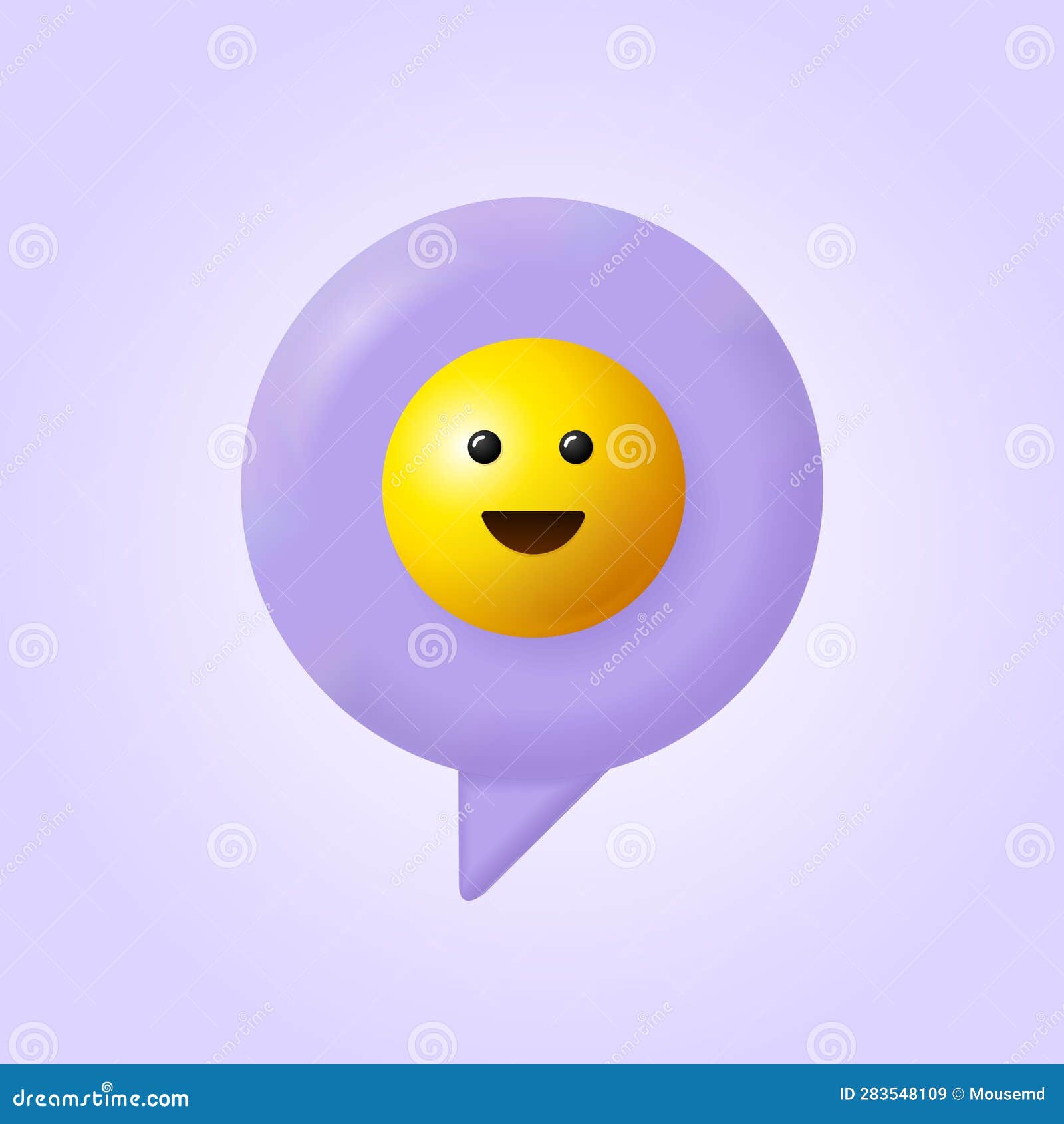 3d Notification with Yellow Emoji on Speech Bubble Concept Cartoon ...