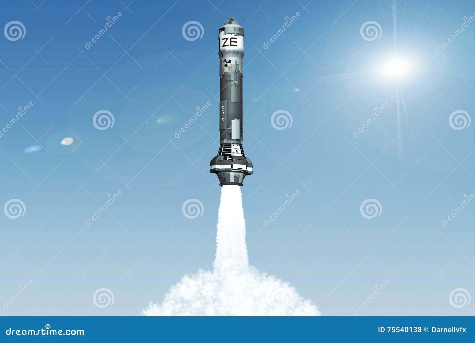 3D Nuclear Rocket Launch stock illustration. Illustration of ...