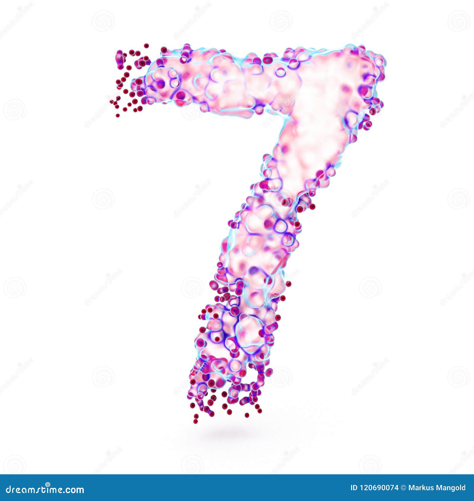 3D Number 7 with Abstract Biological Texture Stock Illustration ...