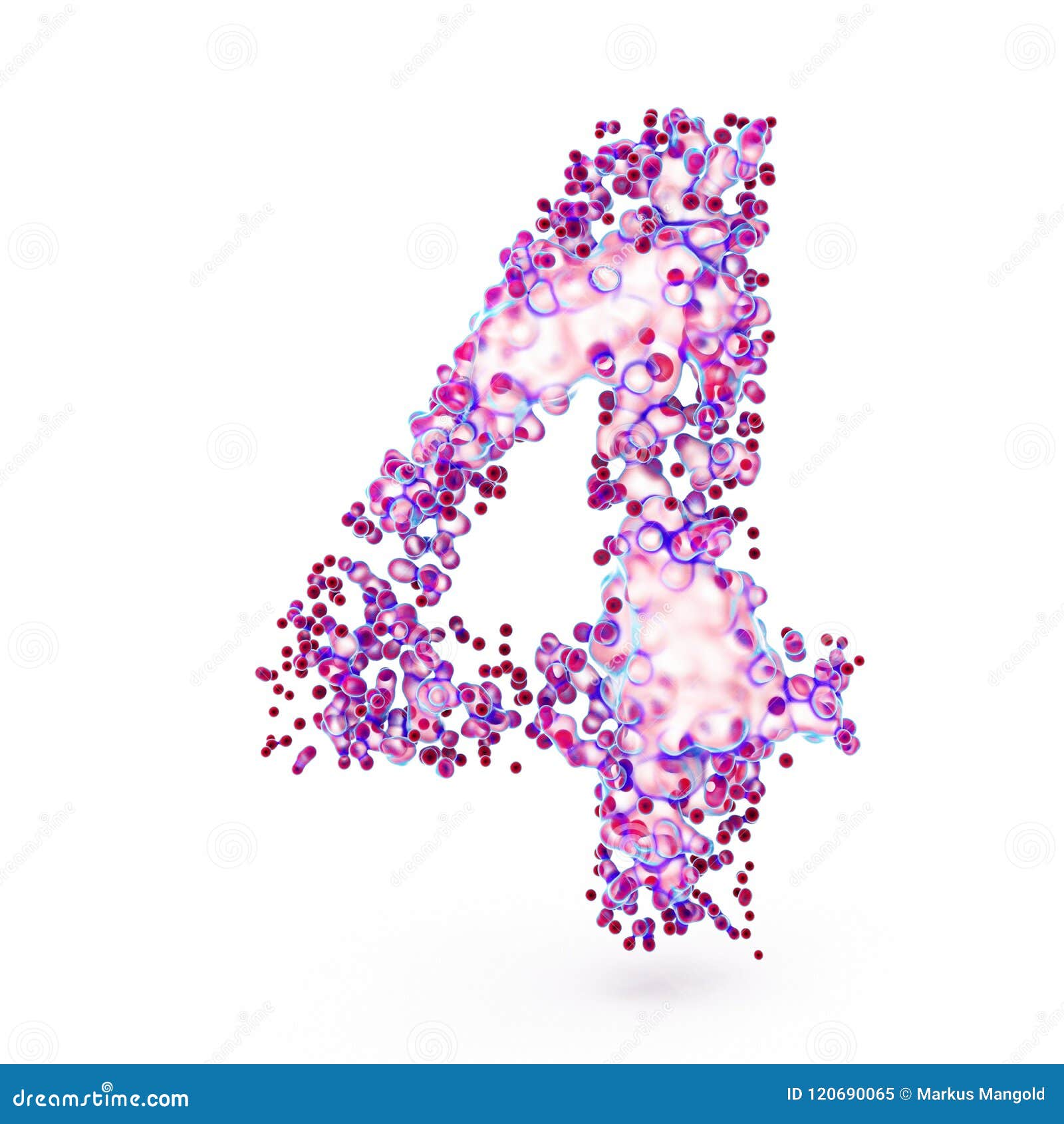 3D Number 4 with Abstract Biological Texture Stock Illustration ...