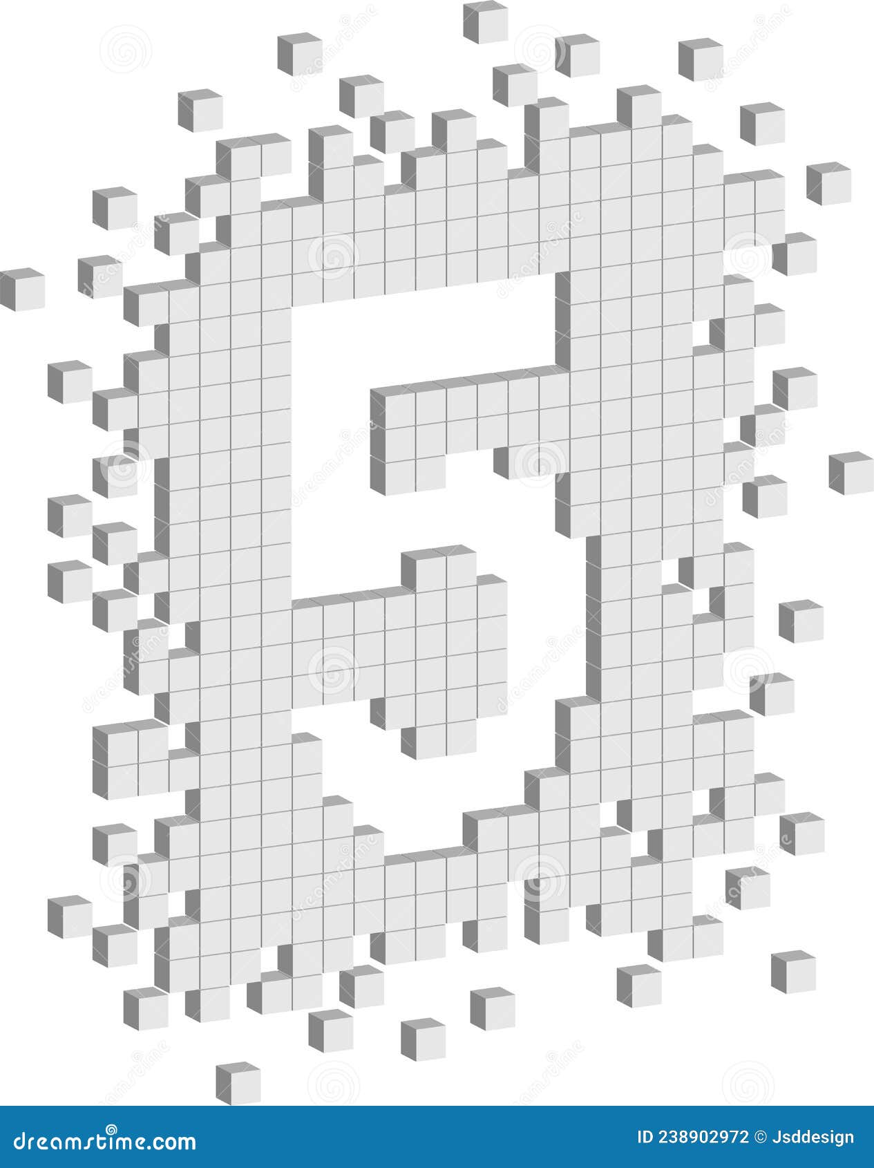 3d Number Five Form of Little White Cubes Stock Vector - Illustration ...