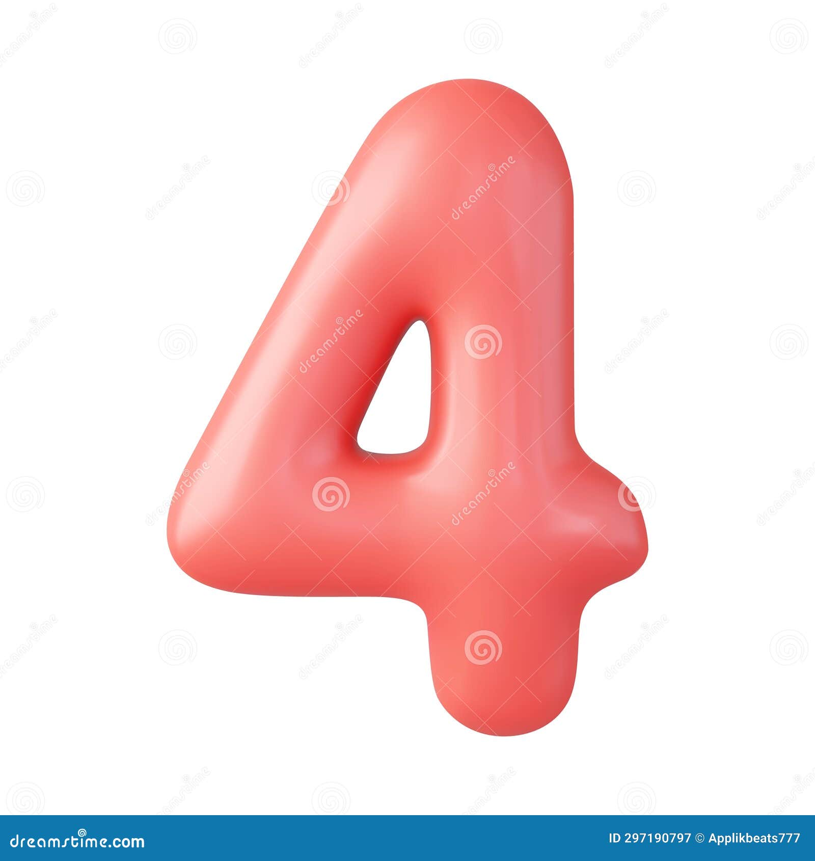 3d Number 4. Four Number Sign Red Color Stock Illustration ...