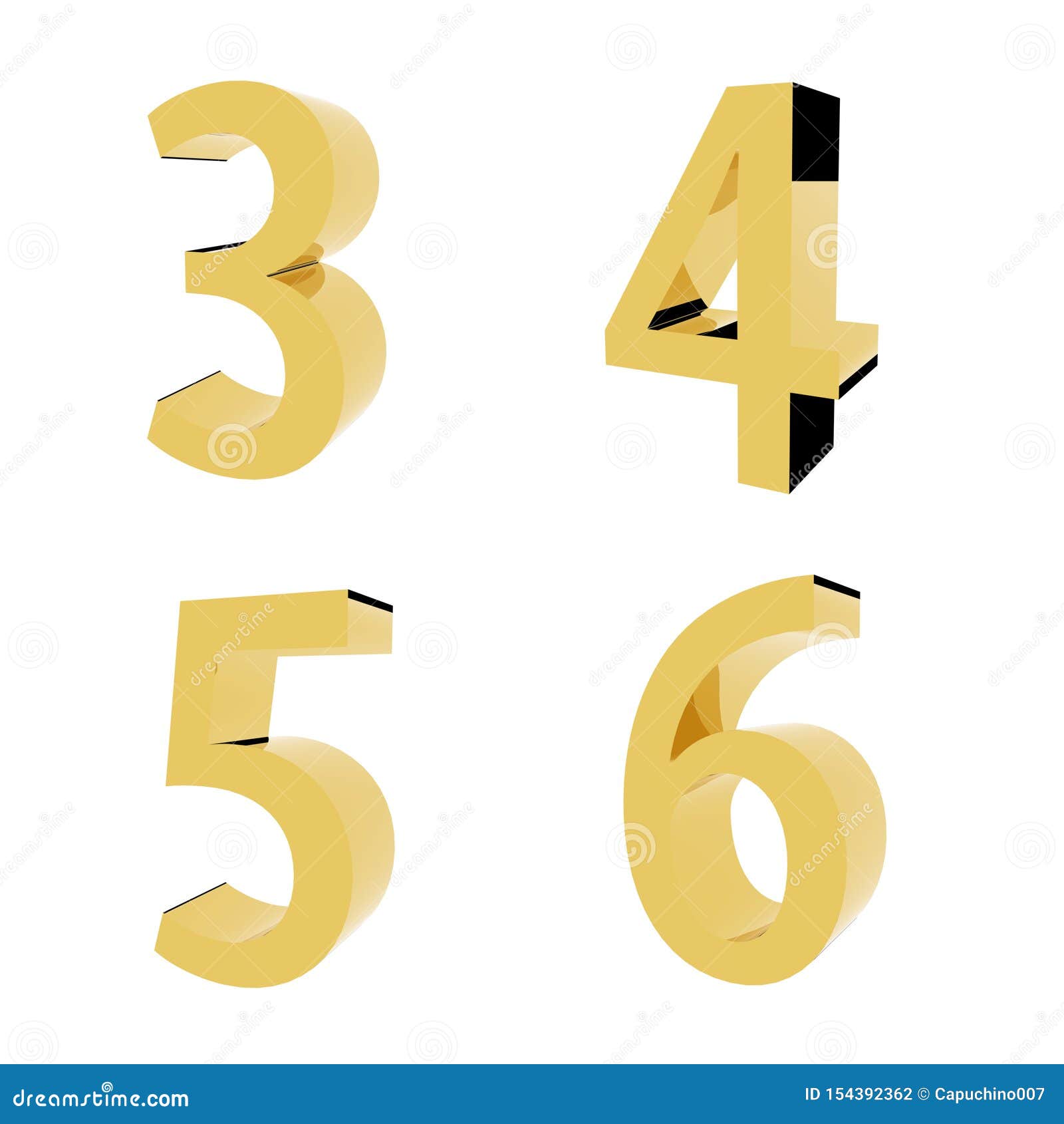 3D Number Isolated Render Set Stock Illustration - Illustration of ...