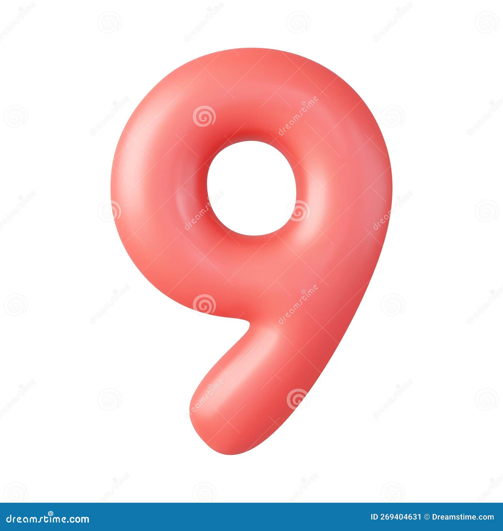 3d Number 9. Nine Number Sign Red Color Stock Illustration ...
