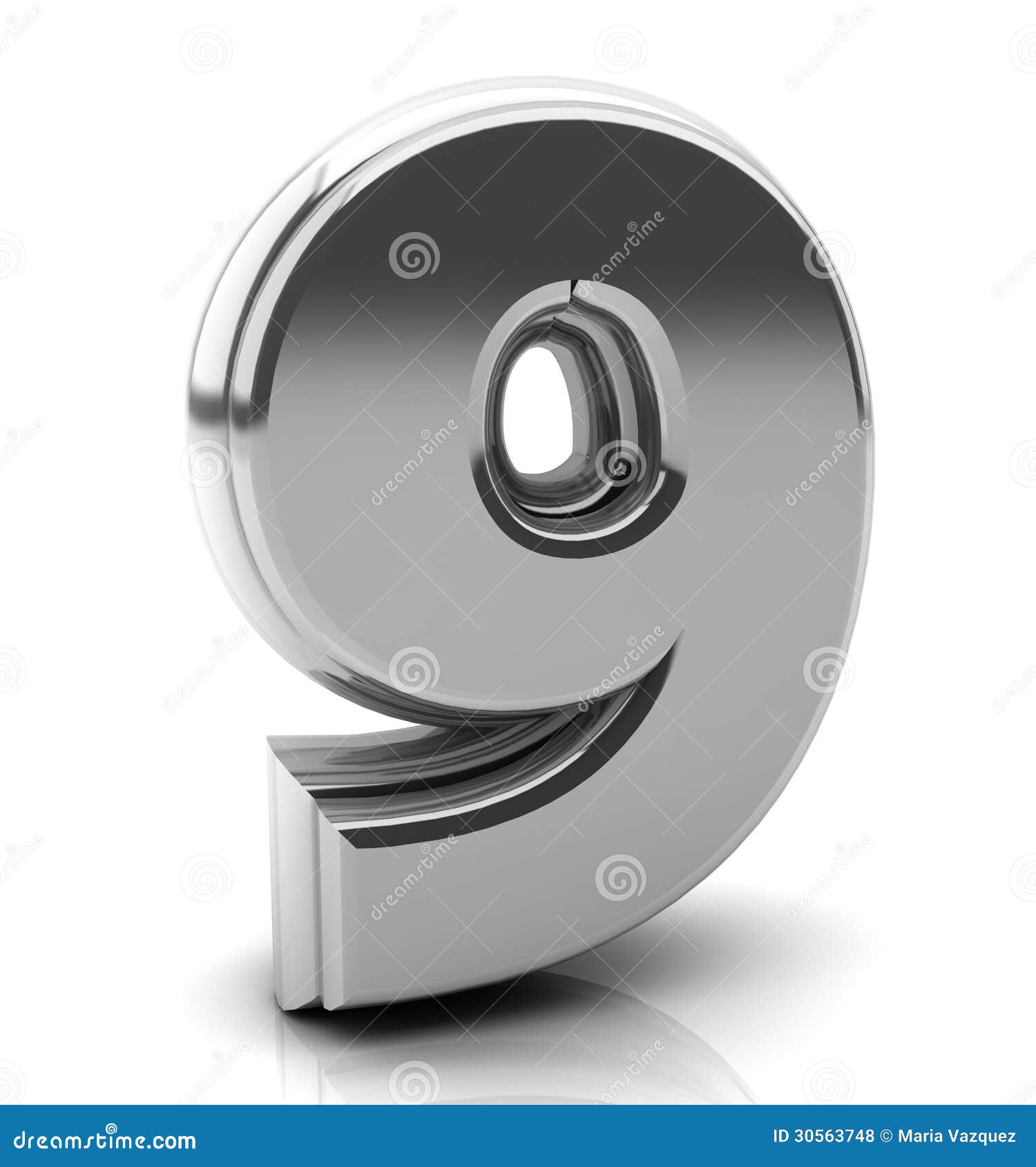 3d Number nine stock illustration. Illustration of metallic - 30563748