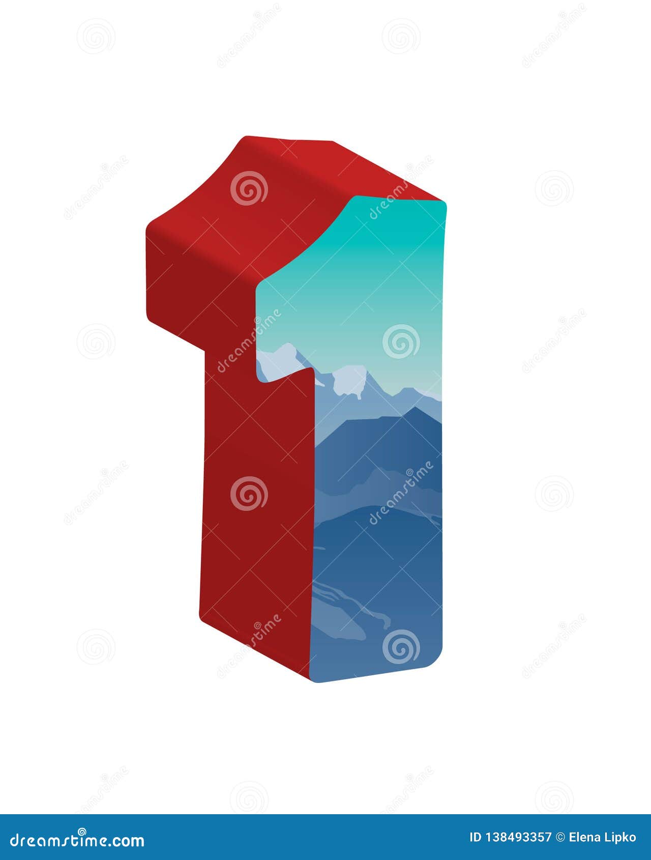 3D Number One. Vector Illustration of 3D Font Stock Vector ...