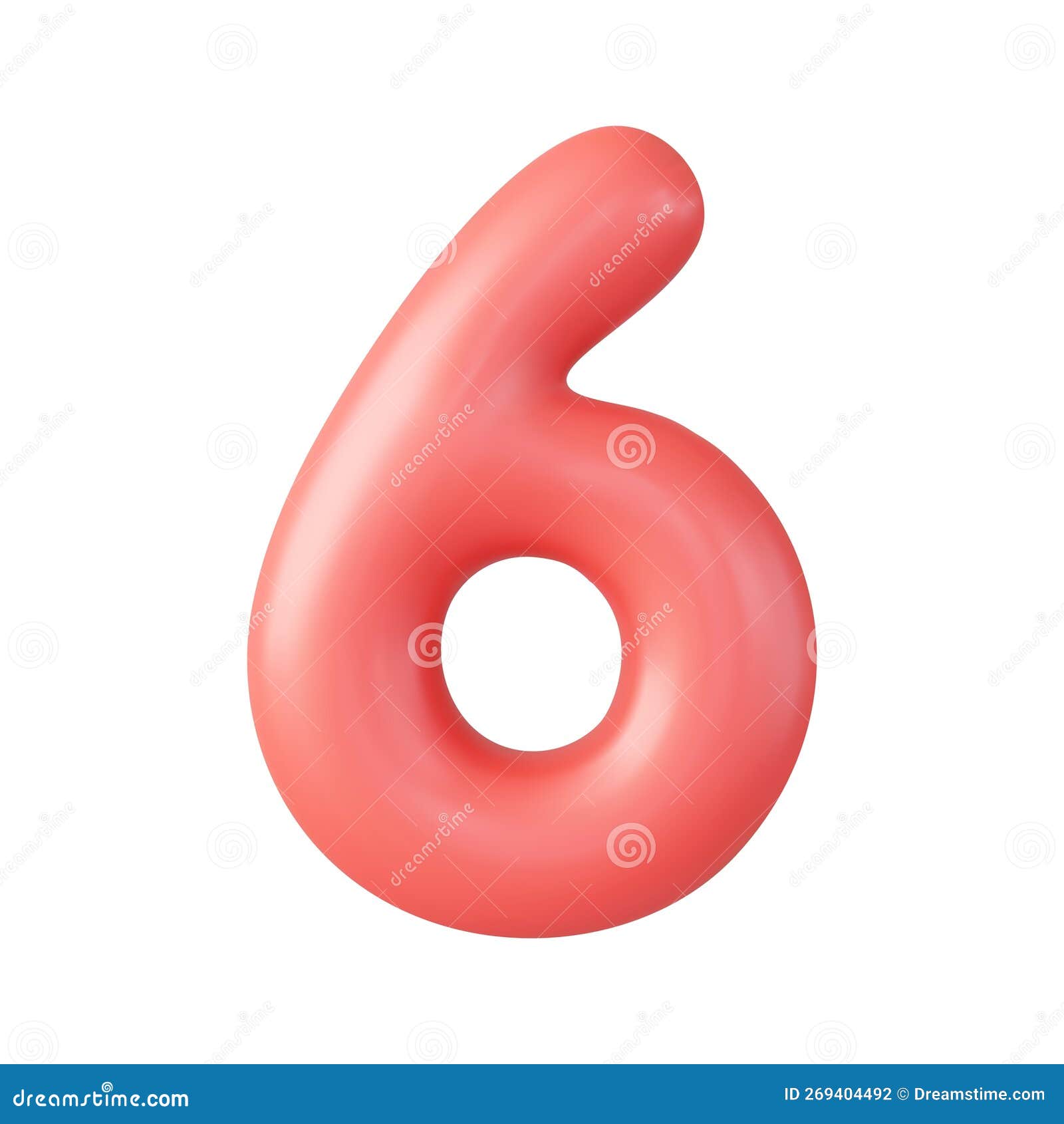 3d Number 6. Six Number Sign Red Color Stock Vector - Illustration of ...